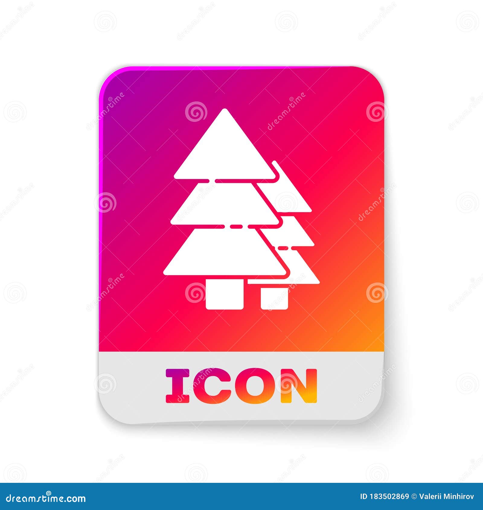 White Tree Icon Isolated on White Background. Forest Symbol. Rectangle ...
