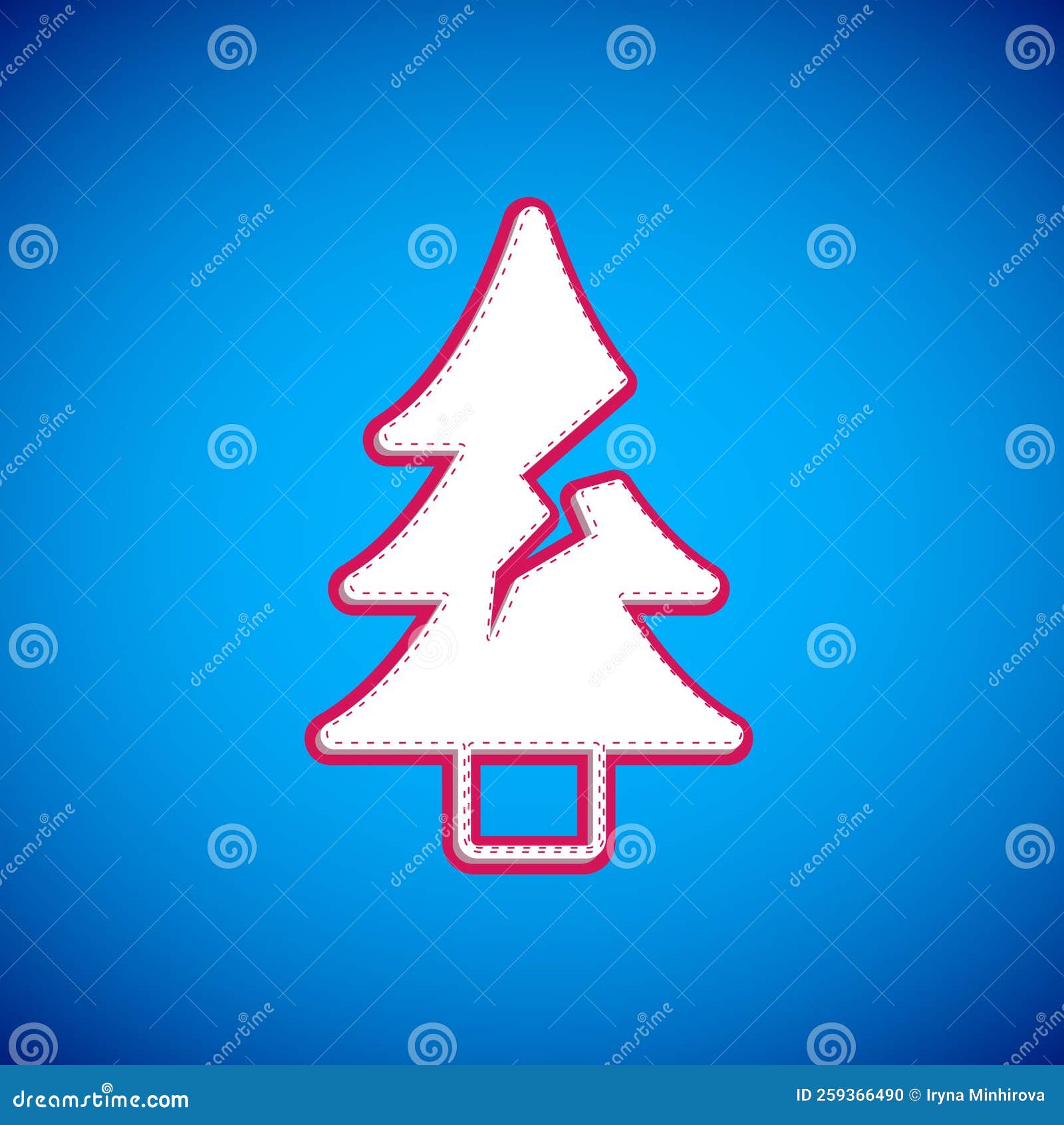 White Tree Icon Isolated on Blue Background. Forest Symbol Stock Vector ...