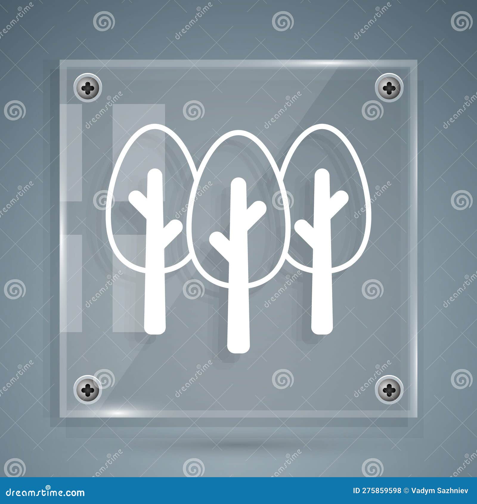 White Tree Icon Isolated on Grey Background. Forest Symbol. Square ...