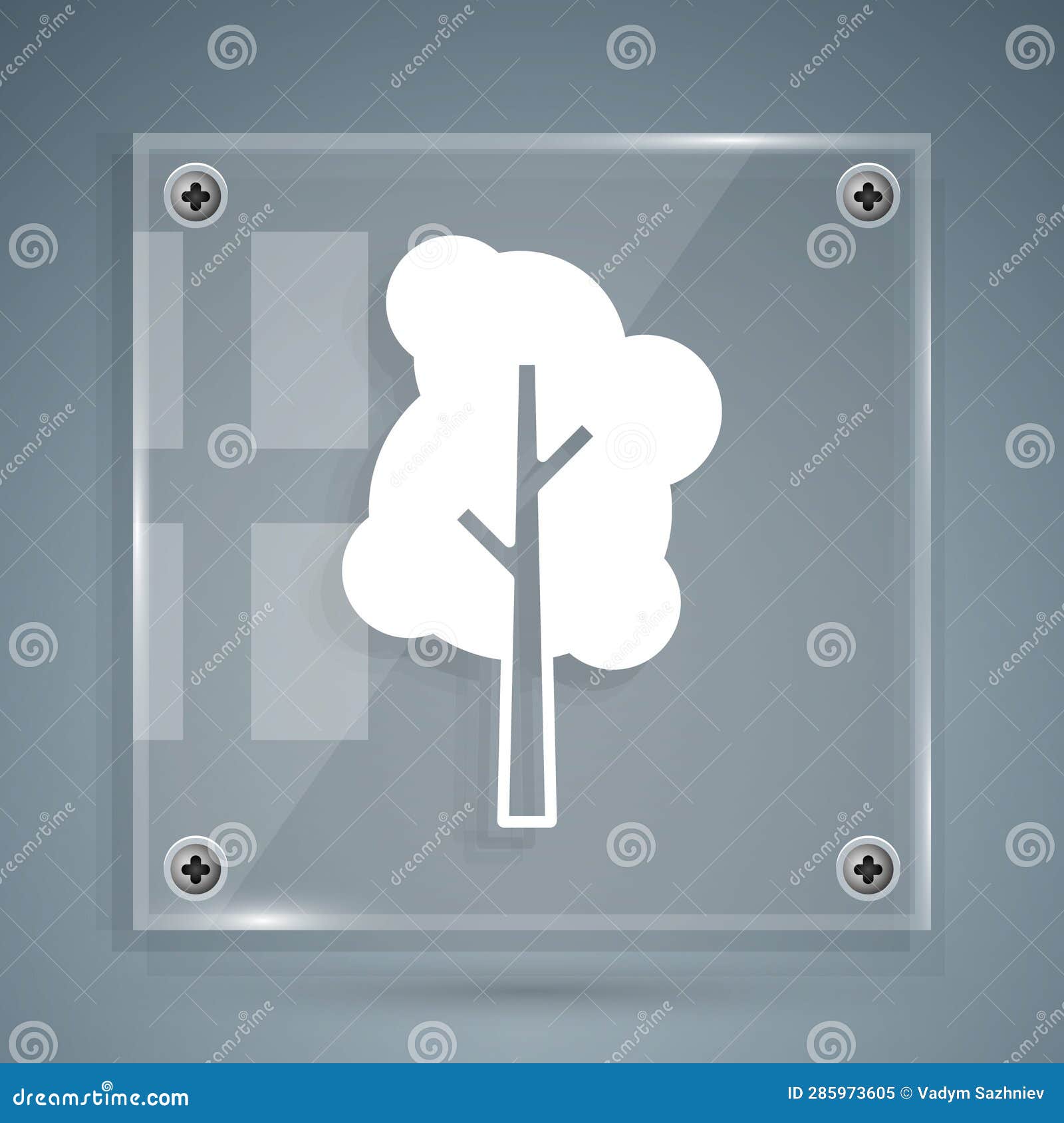 White Tree Icon Isolated on Grey Background. Forest Symbol. Square ...