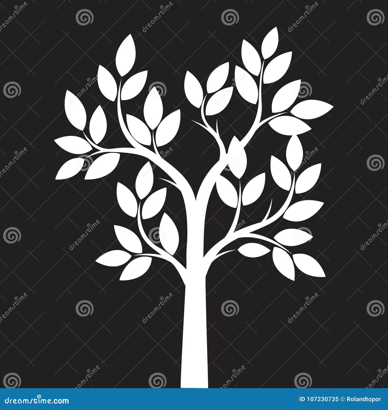 White Tree with Leaves. Vector Illustration. Stock Illustration ...