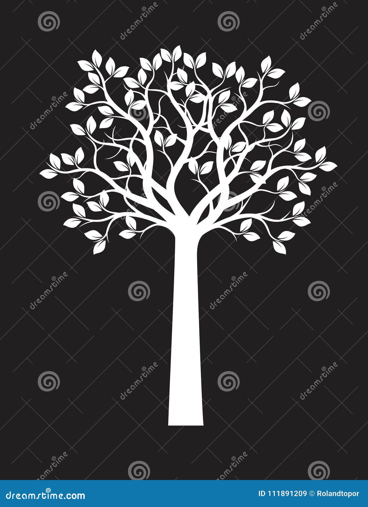 White Tree with Leaves. Vector Illustration. Stock Illustration ...