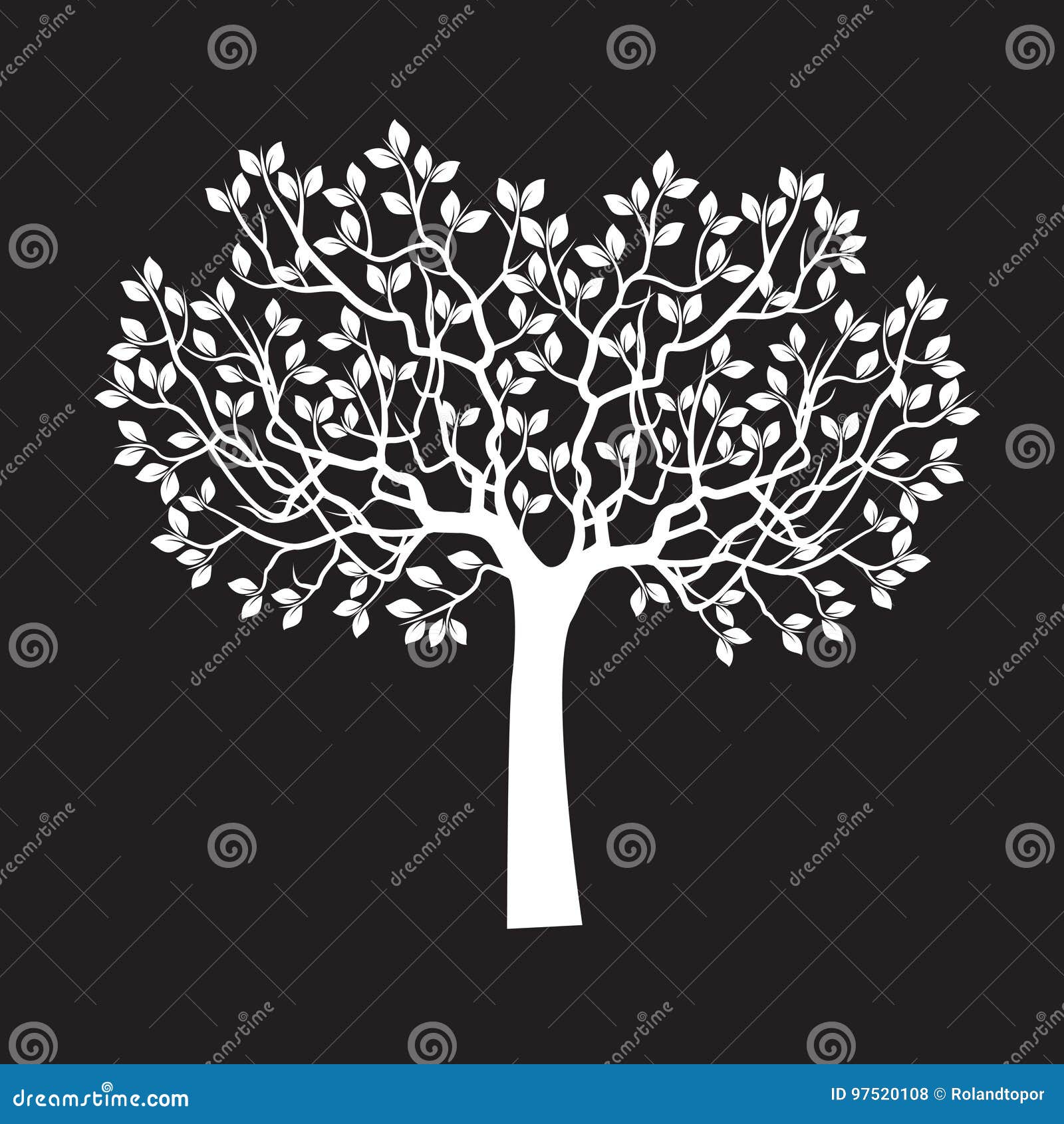 White Tree with Leaves. stock illustration. Illustration of creativity ...