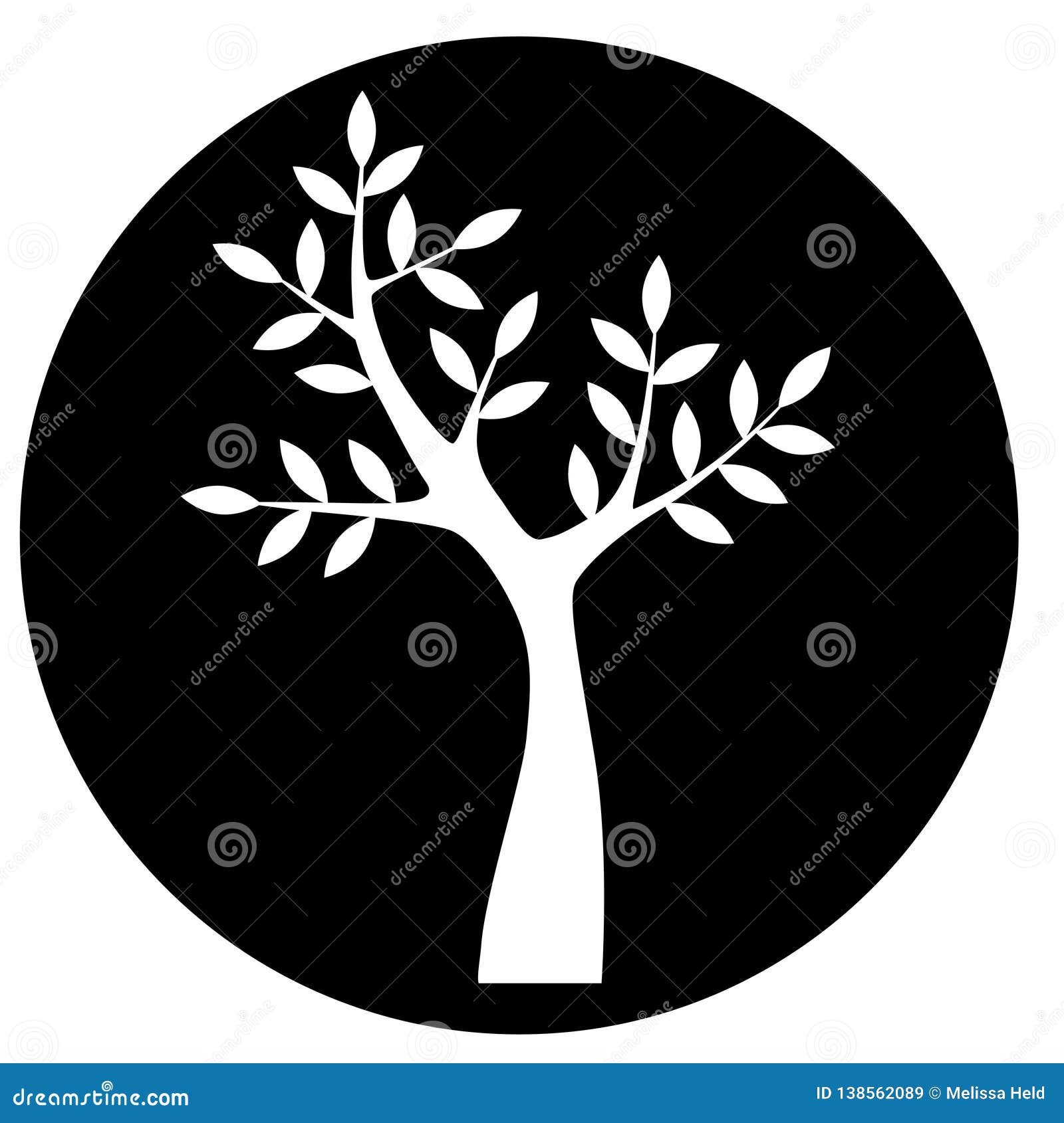 Tree Vector in Black Circle Stock Vector - Illustration of circle ...