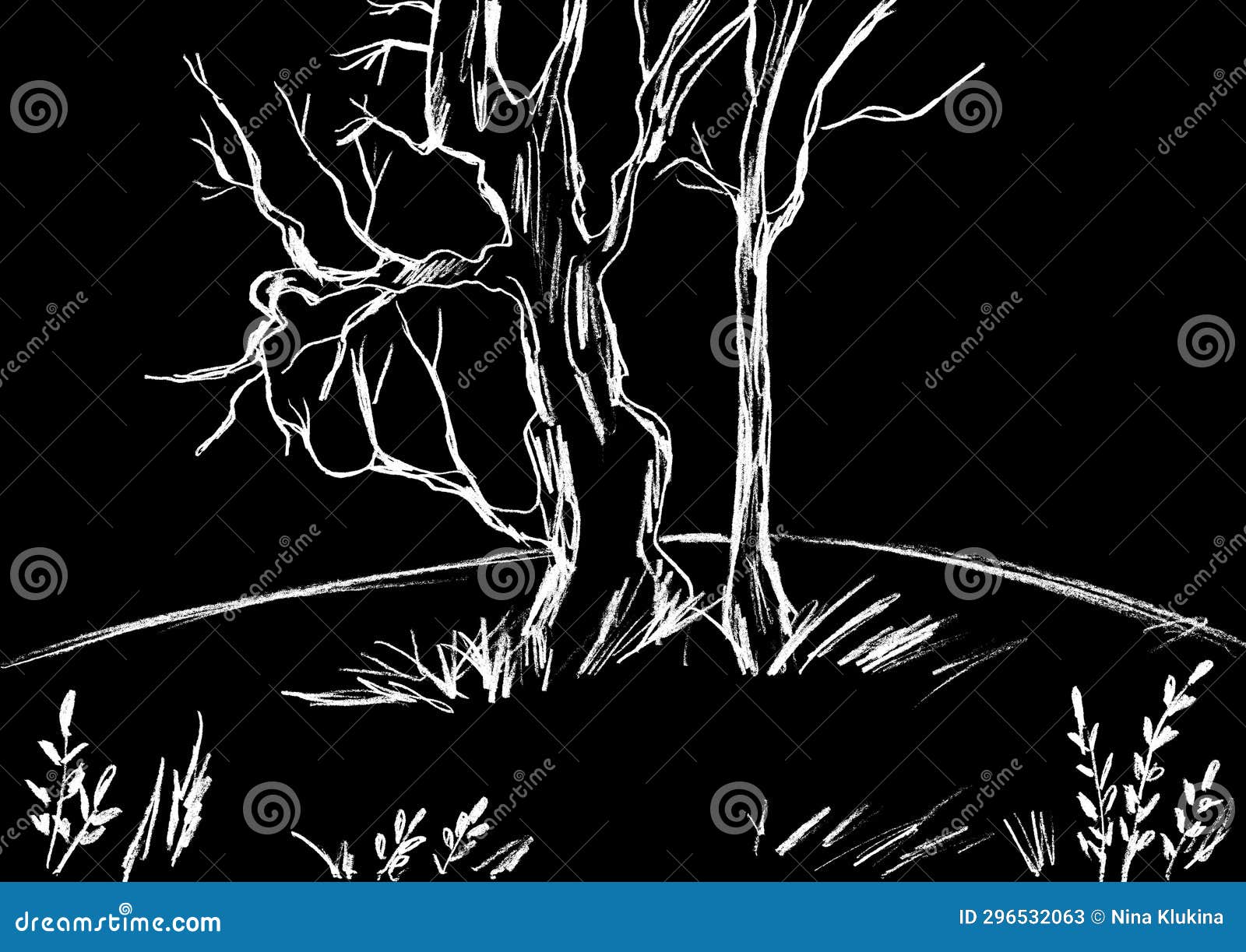 White Trees on a Black Background Stock Illustration - Illustration of ...