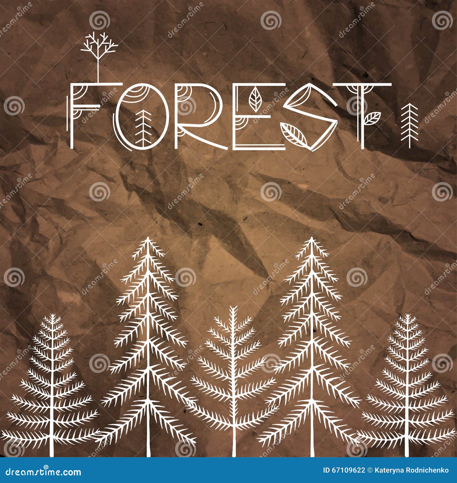 White Trees, Crumpled Paper, Ornament Stock Vector - Illustration of ...