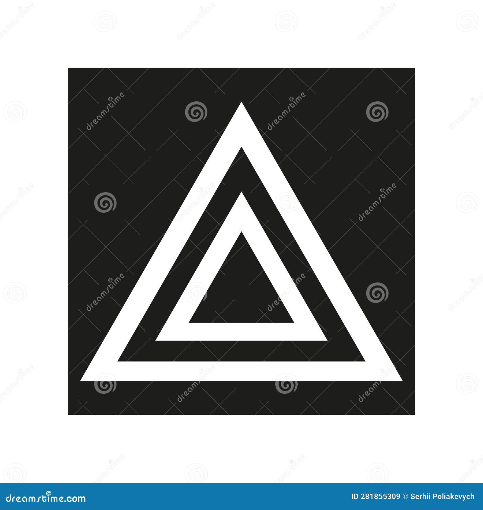 White Triangle in a Black Square. Vector Illustration. Stock Image ...