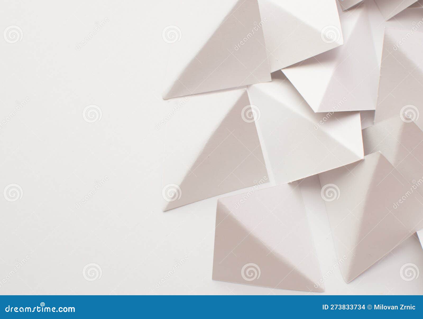 White Triangle Shapes on White Background with Empty, Copy Space Stock ...