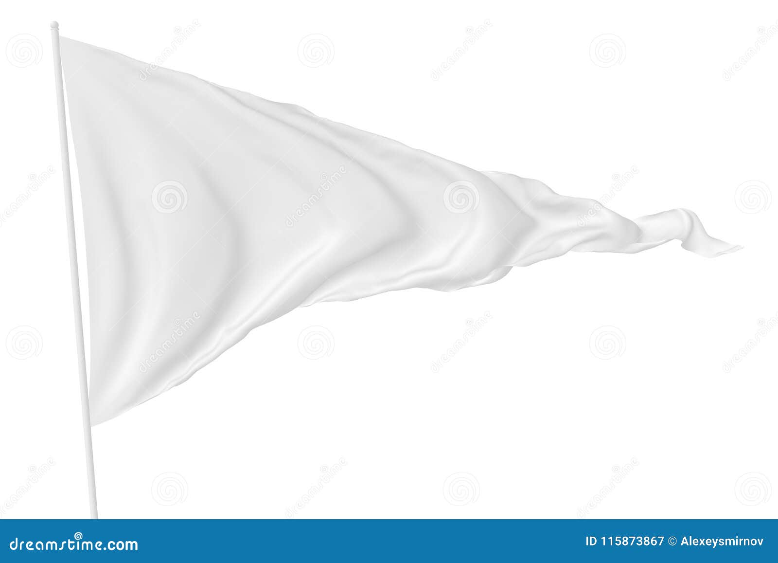 White Triangular Flag on Flagpole Stock Illustration - Illustration of ...