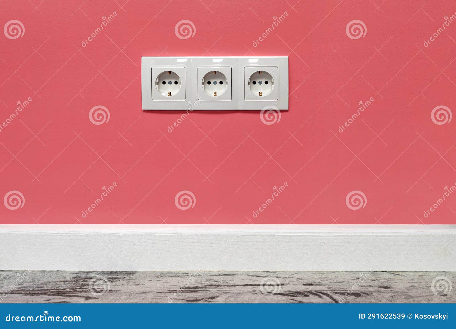 White Triple Outlet on Pink Wall Stock Image - Image of equipment ...