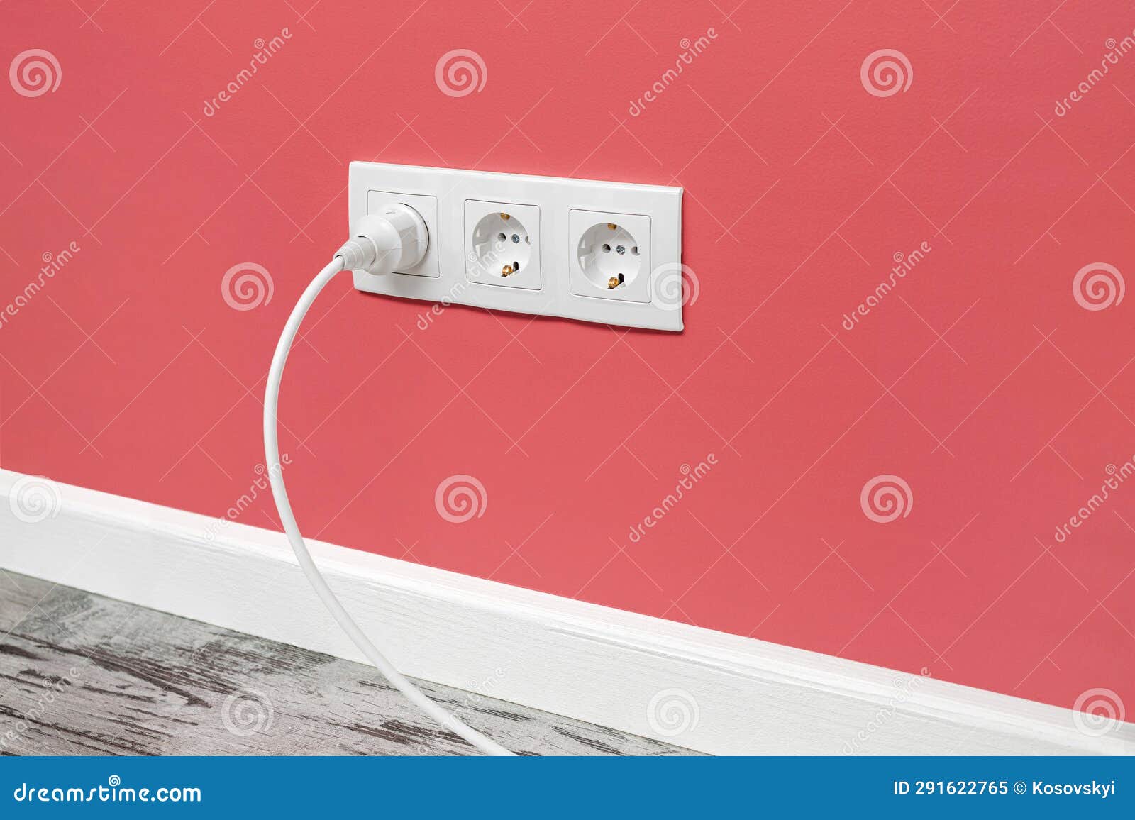 White Triple Outlet on Pink Wall Stock Image - Image of plug, indoors ...