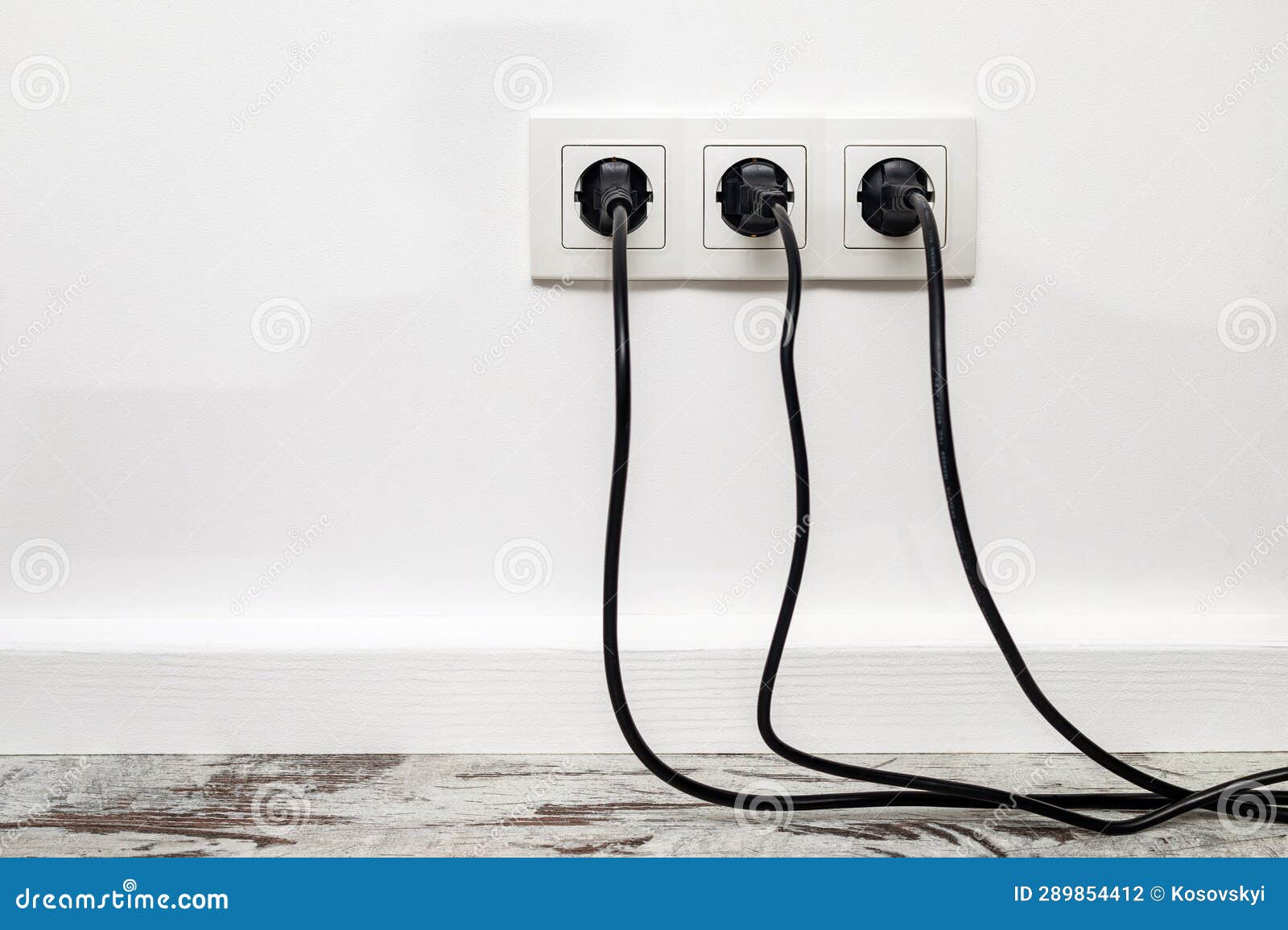 White Triple Outlet on White Wall Stock Photo - Image of indoors ...