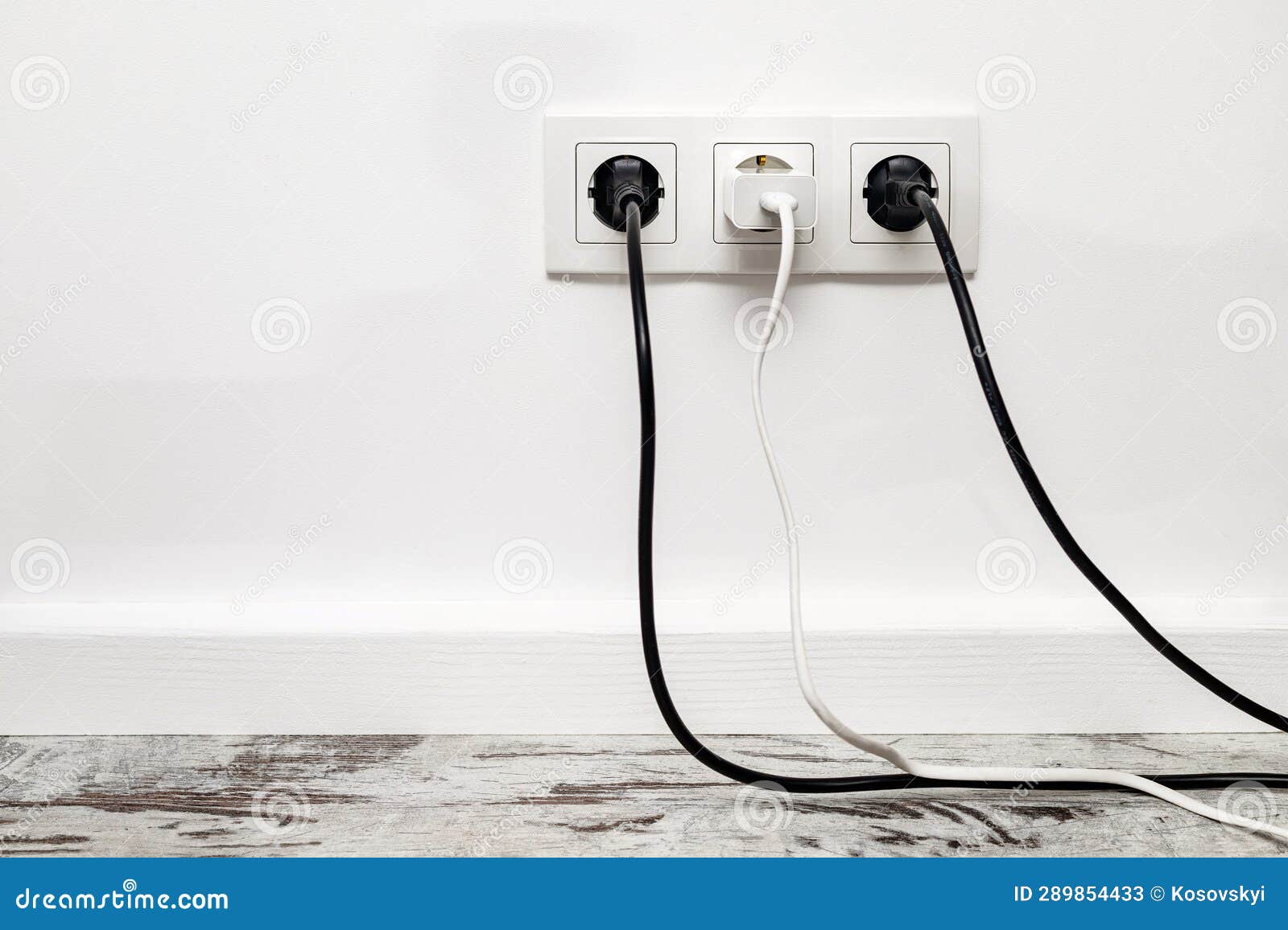 White Triple Outlet on White Wall Stock Image - Image of front, empty ...