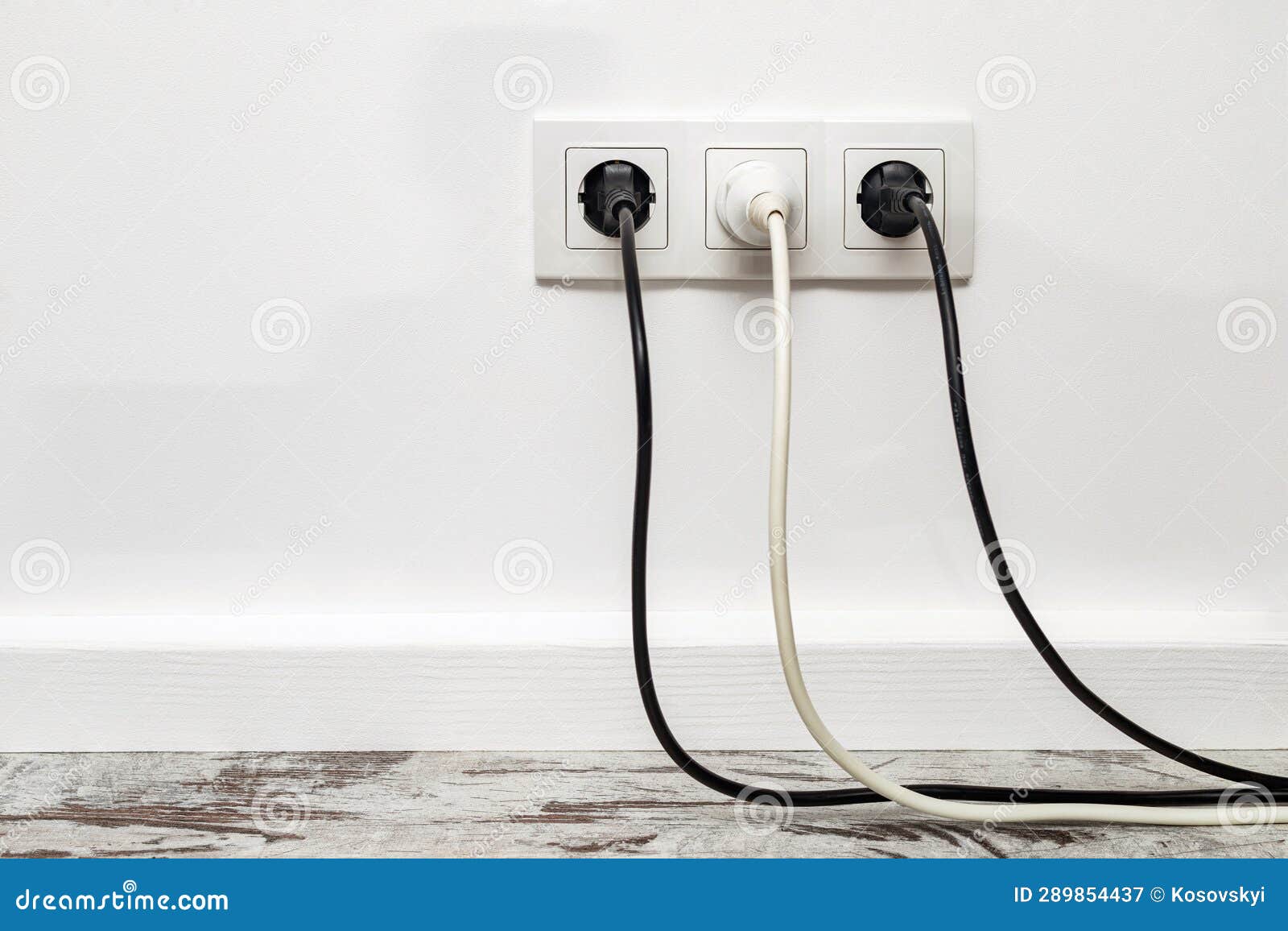 White Triple Outlet on White Wall Stock Image - Image of space, house ...