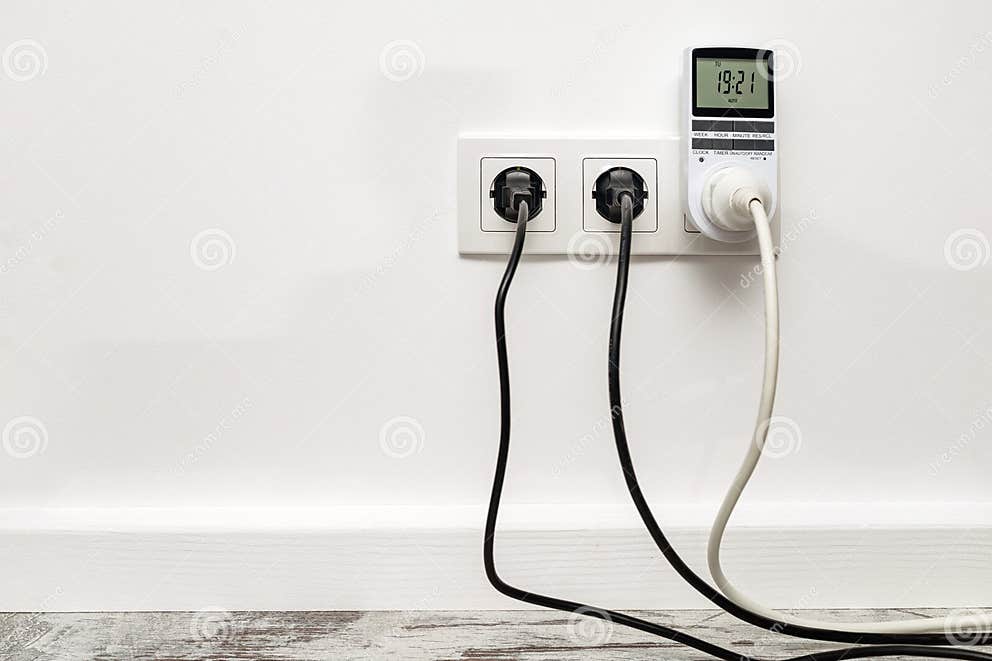 White Triple Outlet on White Wall Stock Image - Image of planning ...