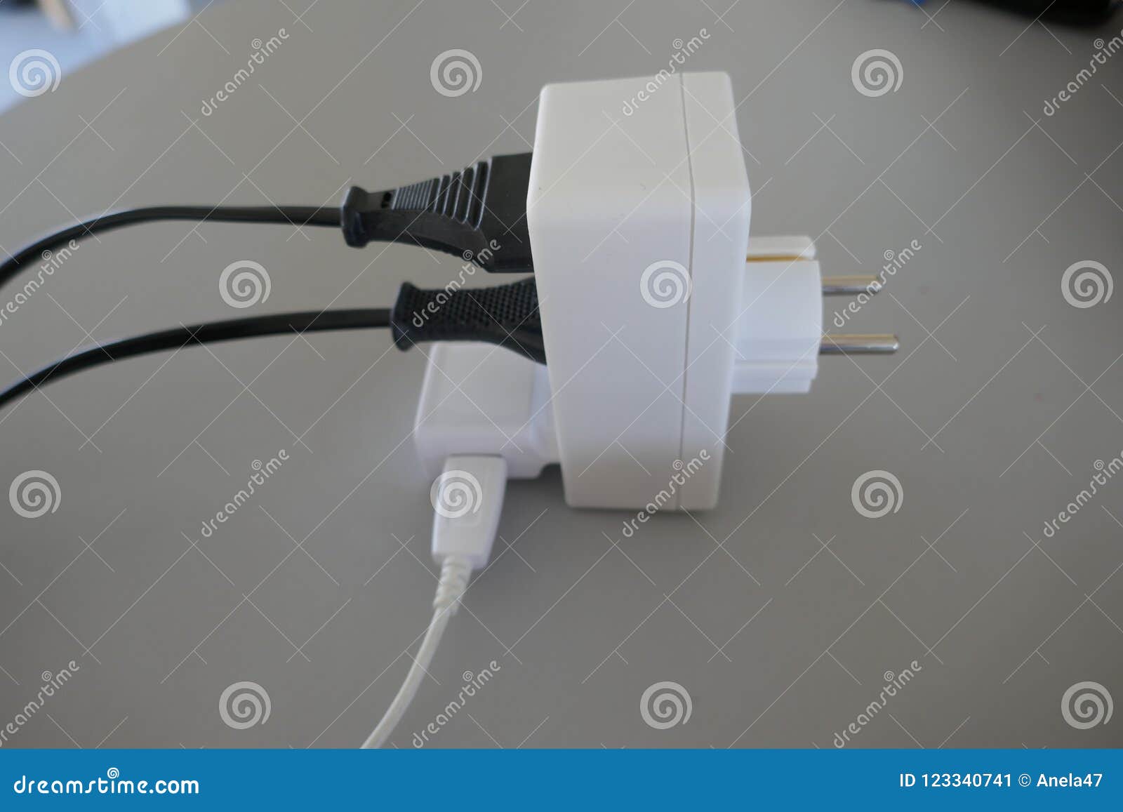 White Triple Socket and Plug Stock Image - Image of extension, cable ...
