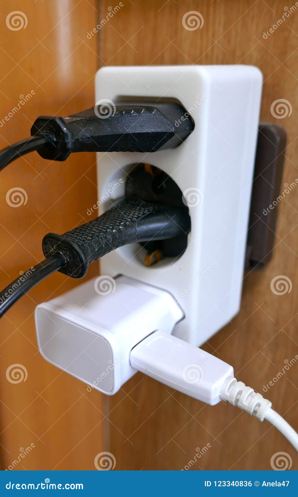 White Triple Socket and Plug Stock Photo - Image of sockets, cord ...