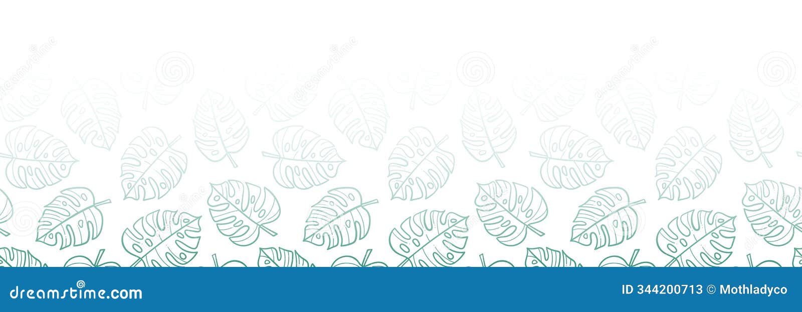 White Tropical Leaf Banner, Monstera Vector Footer, Wide Horizontal ...
