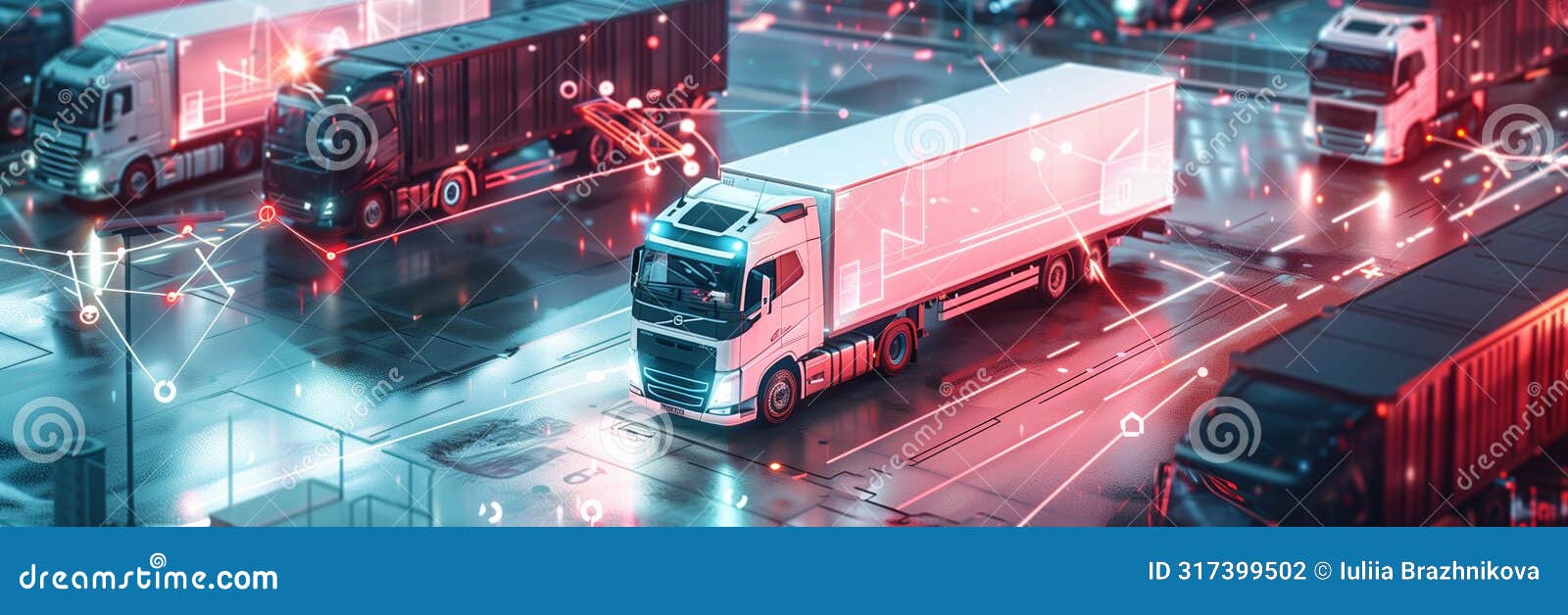 A White Truck with Data Visualizations and Digital Connections on the ...