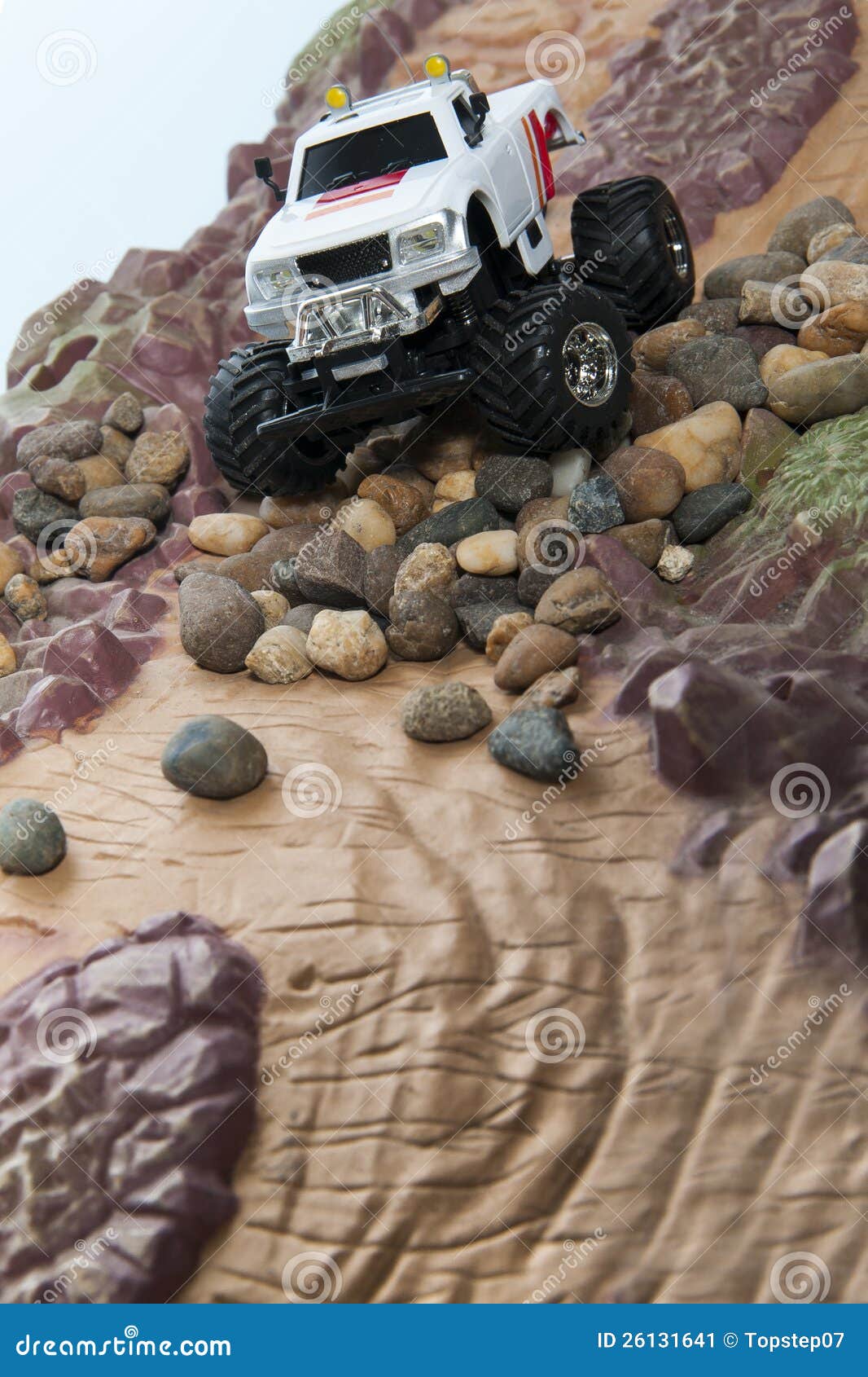 White Truck Drive through Rocks Stock Image - Image of terrain, vehicle ...