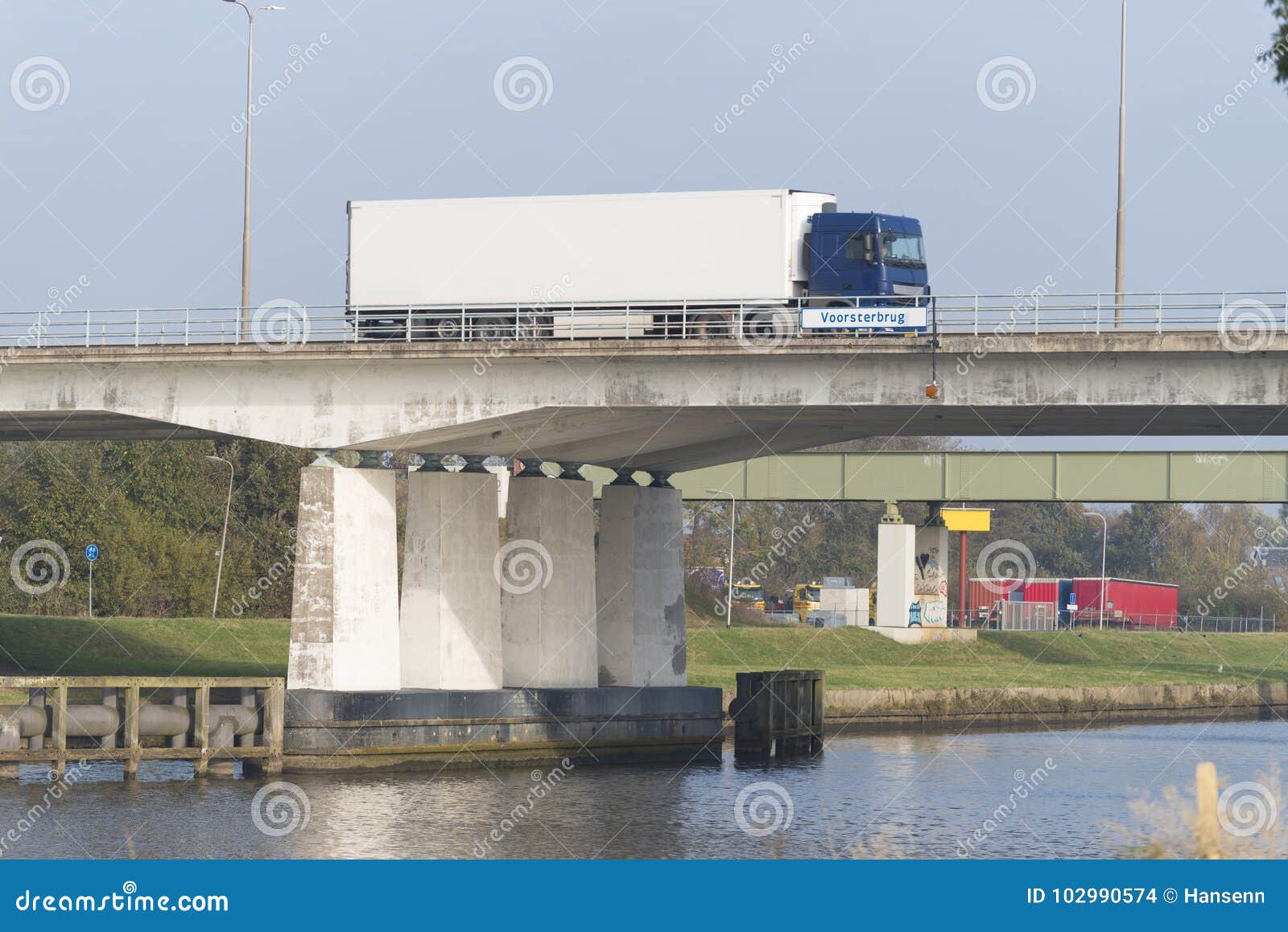 Truck over bridge editorial stock image. Image of structure - 102990574