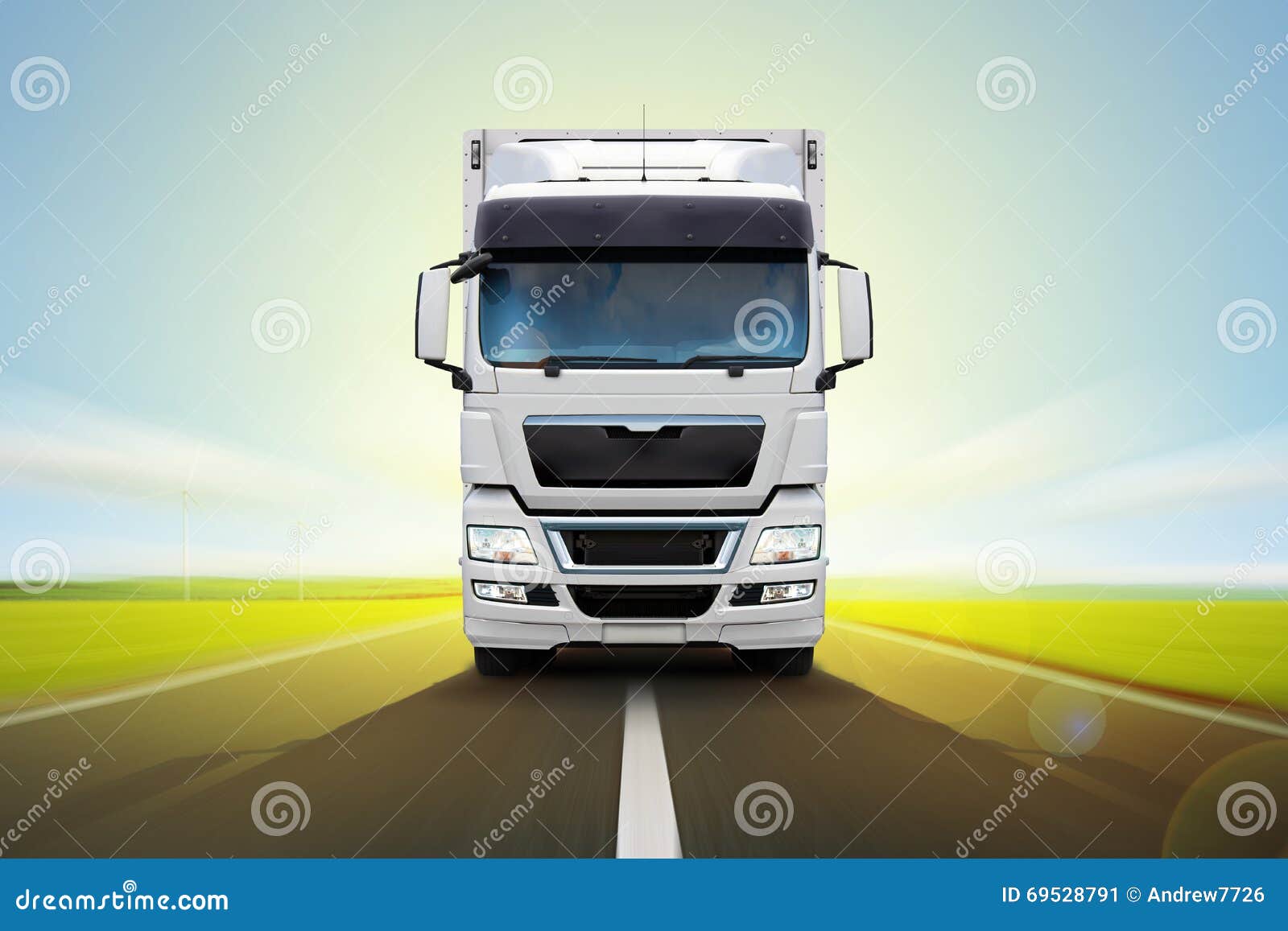 White Truck Man is Moving Rapidly on the Road. Stock Illustration ...