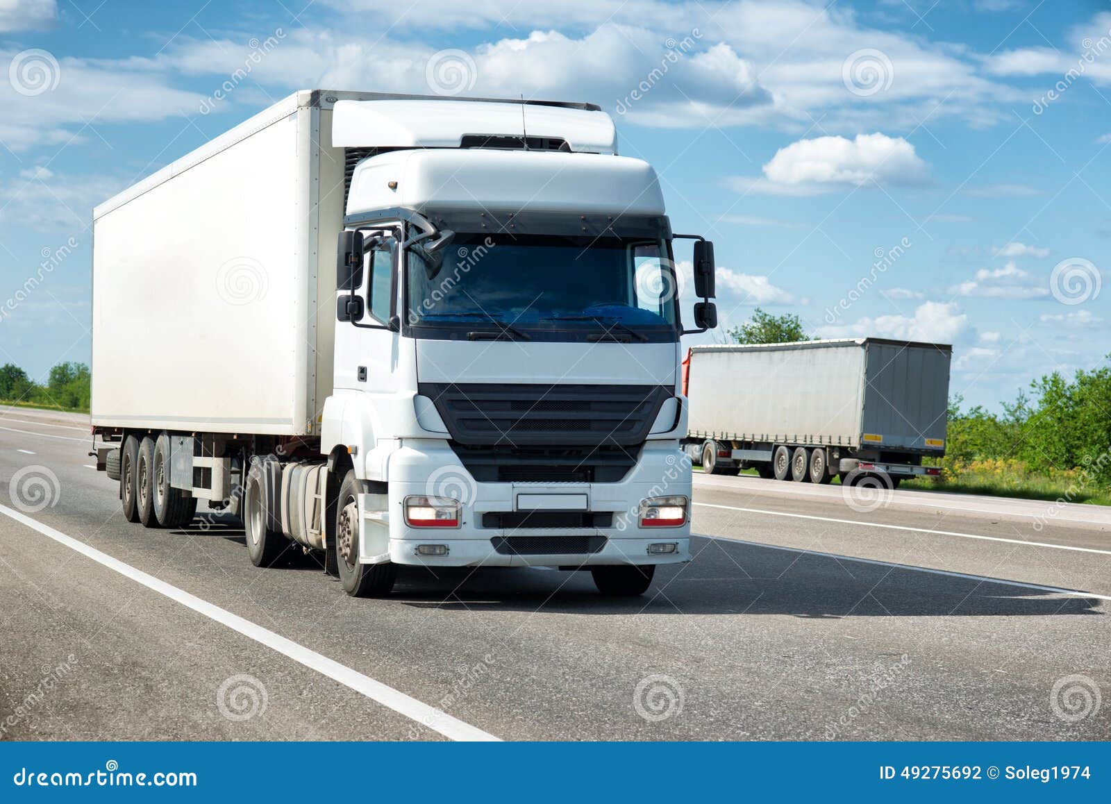 White Truck on Road. Cargo Transportation Stock Photo - Image of heavy ...