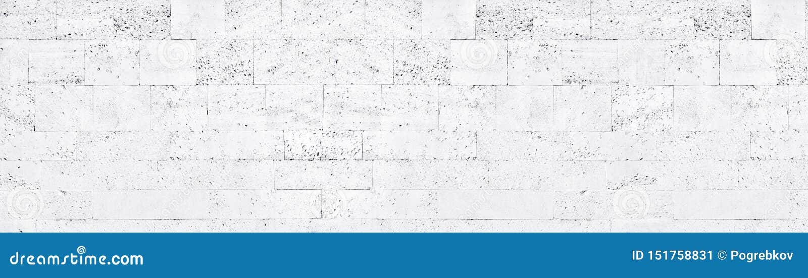 White Tuff Brick Wall Wide Texture. Whitewashed Rough Stone Block ...