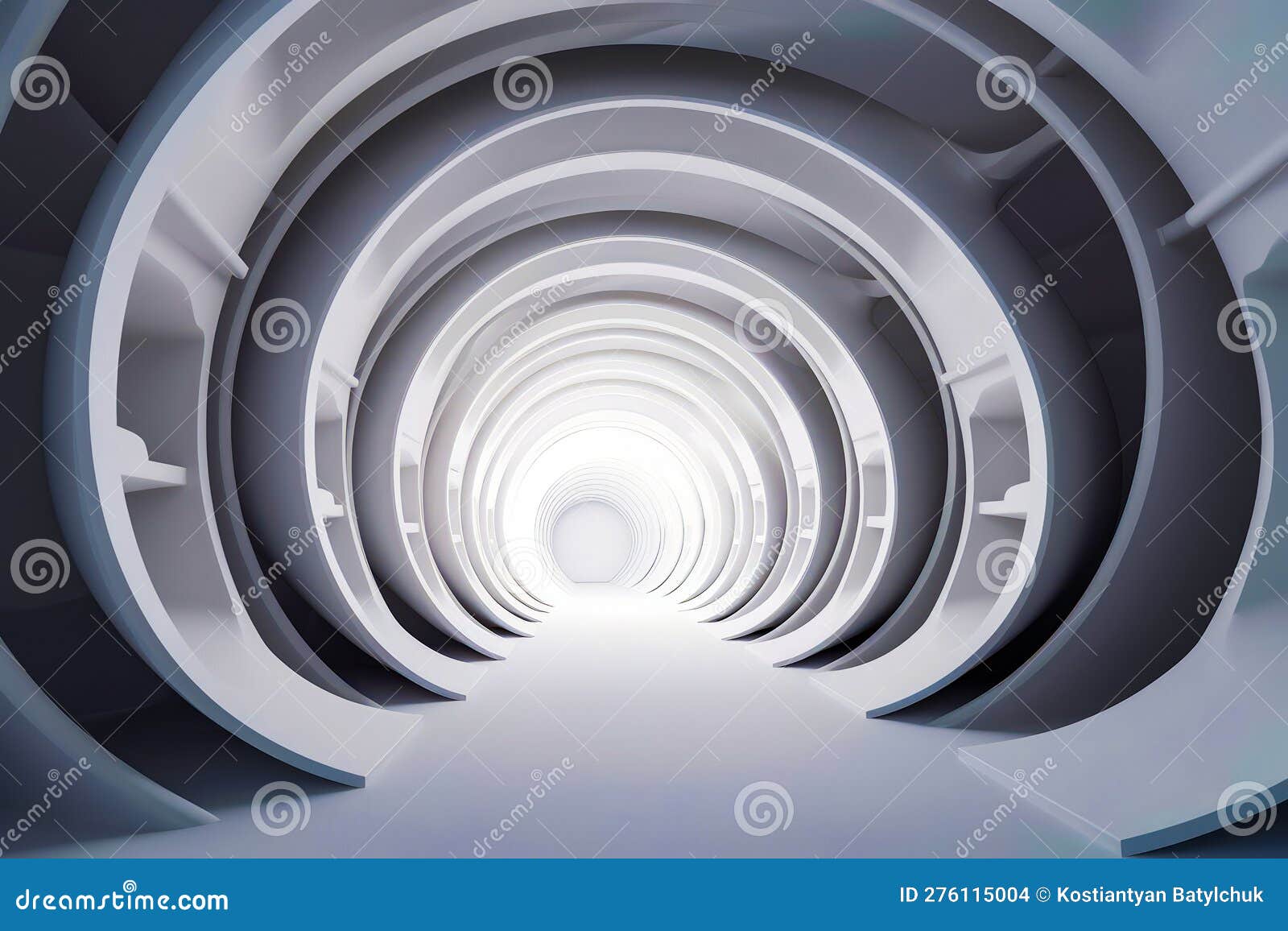 White Tunnel with Light at the End of the Tunnel is Shown. Generative ...