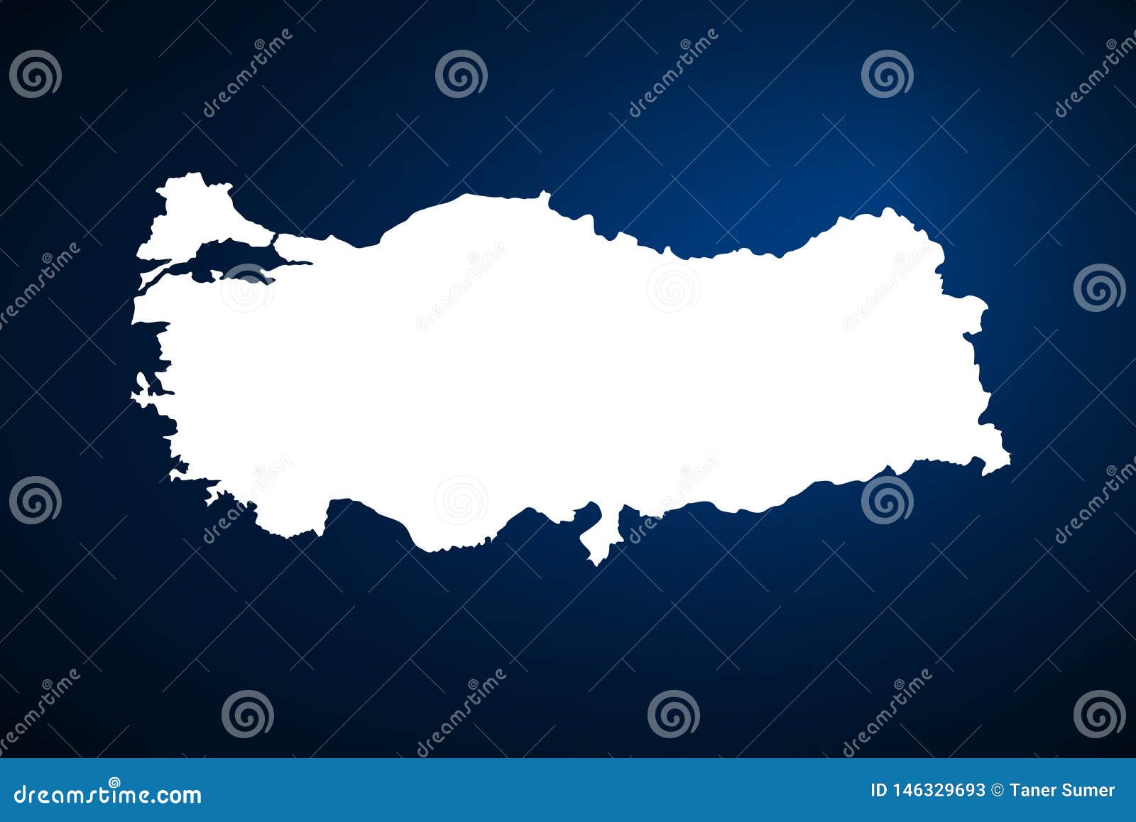 White Turkey Map on Blue Background, Vector Stock Vector - Illustration ...