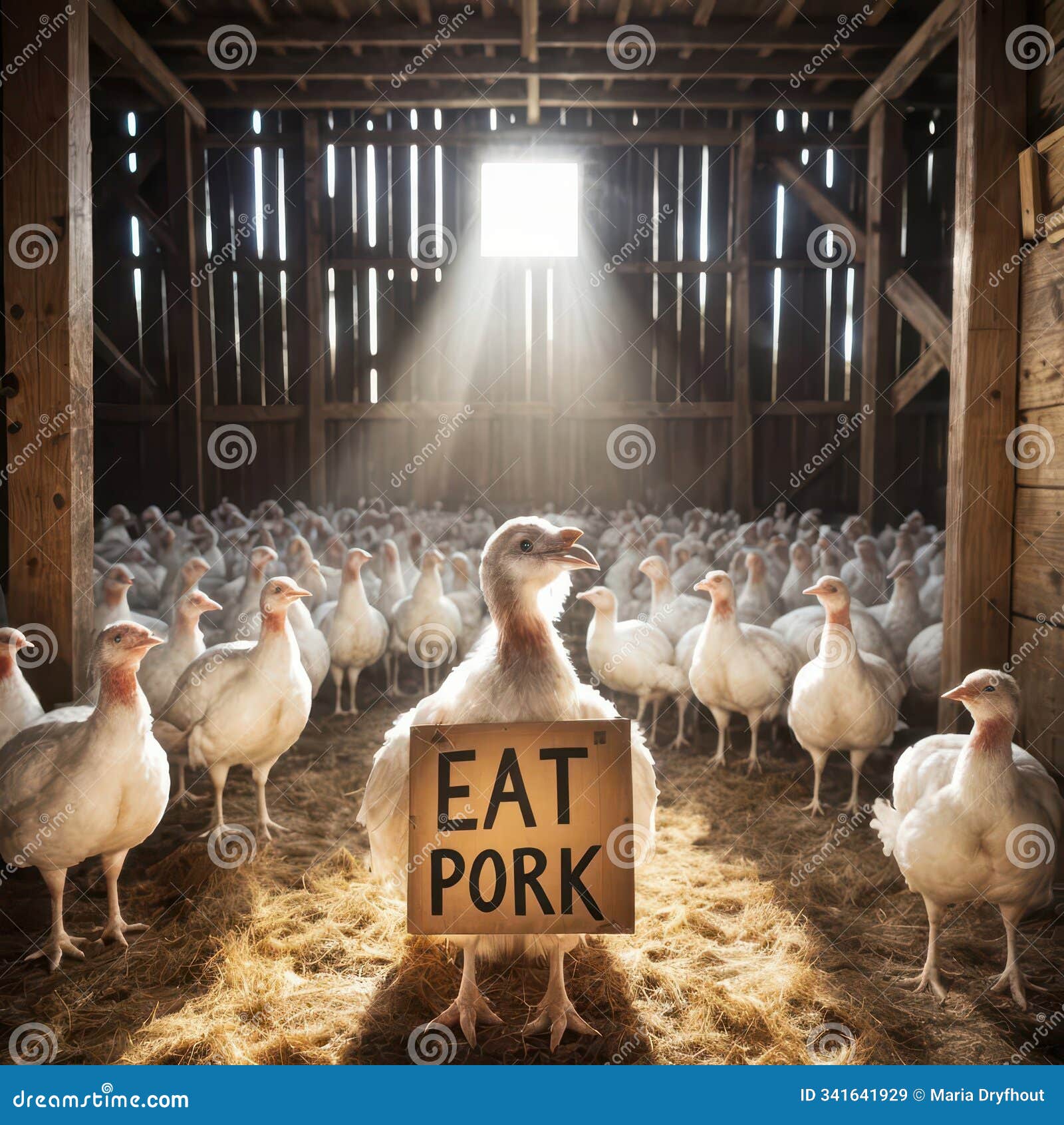 White Turkey Wearing a Wooden Sign Stock Illustration - Illustration of ...