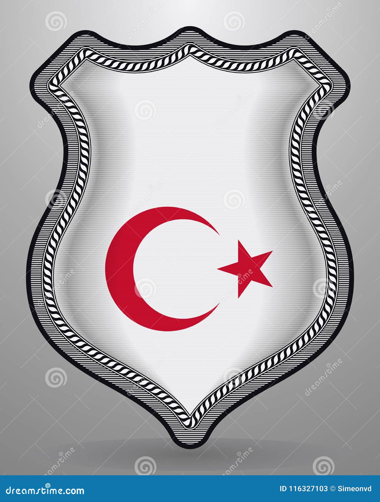 White Turkish Flag with Red Crescent and Star. Vector Badge and Stock ...