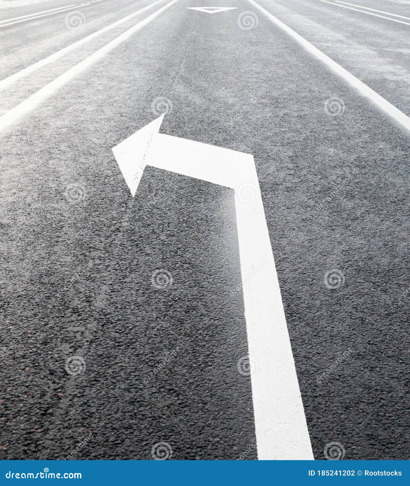 White Turn Left Arrow on the Road Stock Photo - Image of background ...