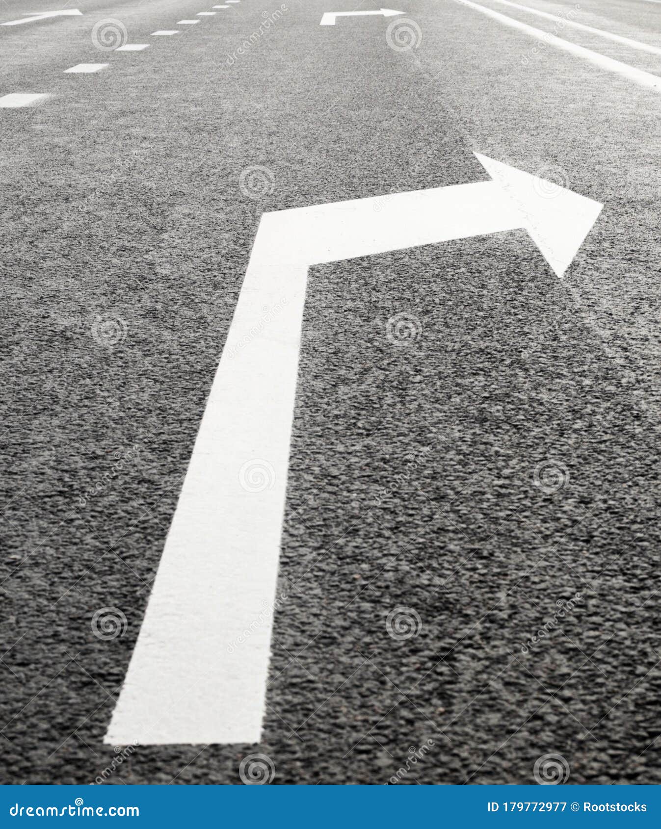White Turn Right Arrow on the Road Stock Image - Image of future ...