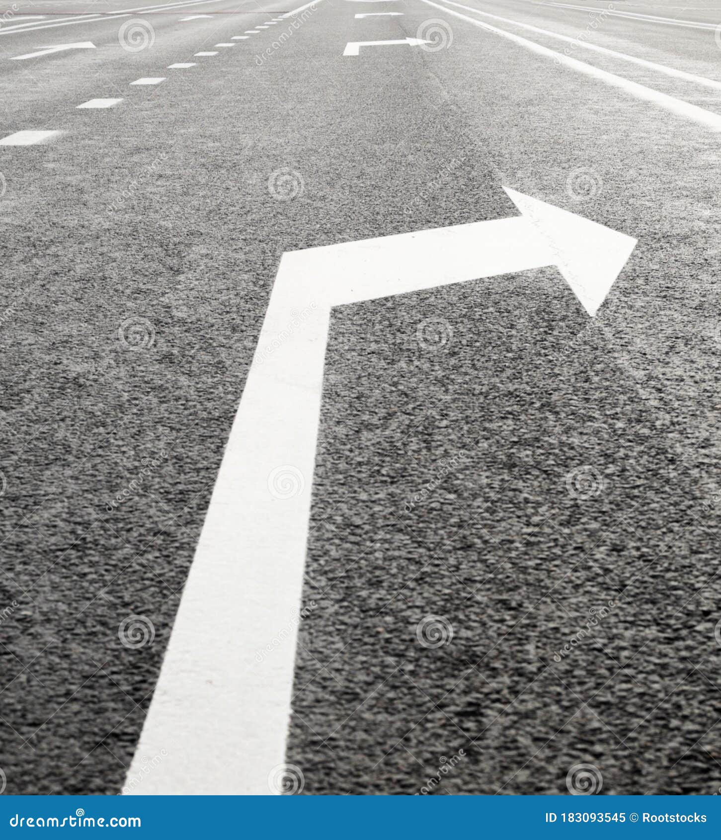White Turn Right Arrow on the Road Stock Image - Image of asphalt ...