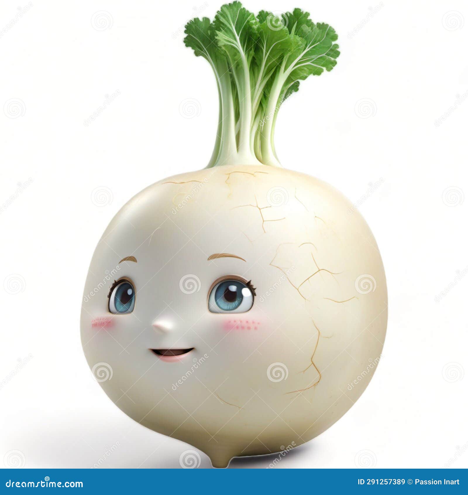 White Turnip 3D Illustration Isolated on White Background. Fresh ...