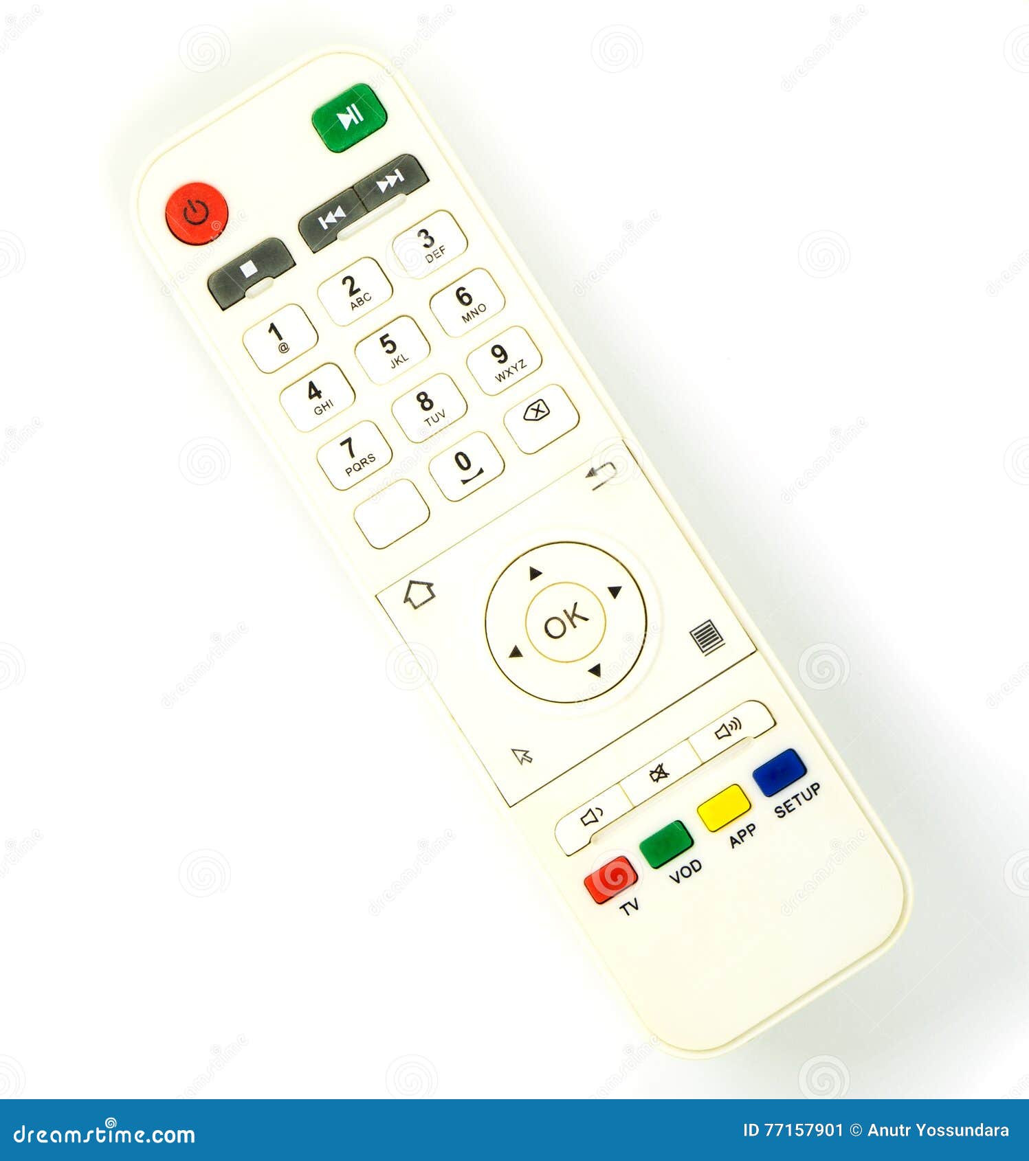 White TV Box Entertainment Remote Control on White. Stock Image - Image ...