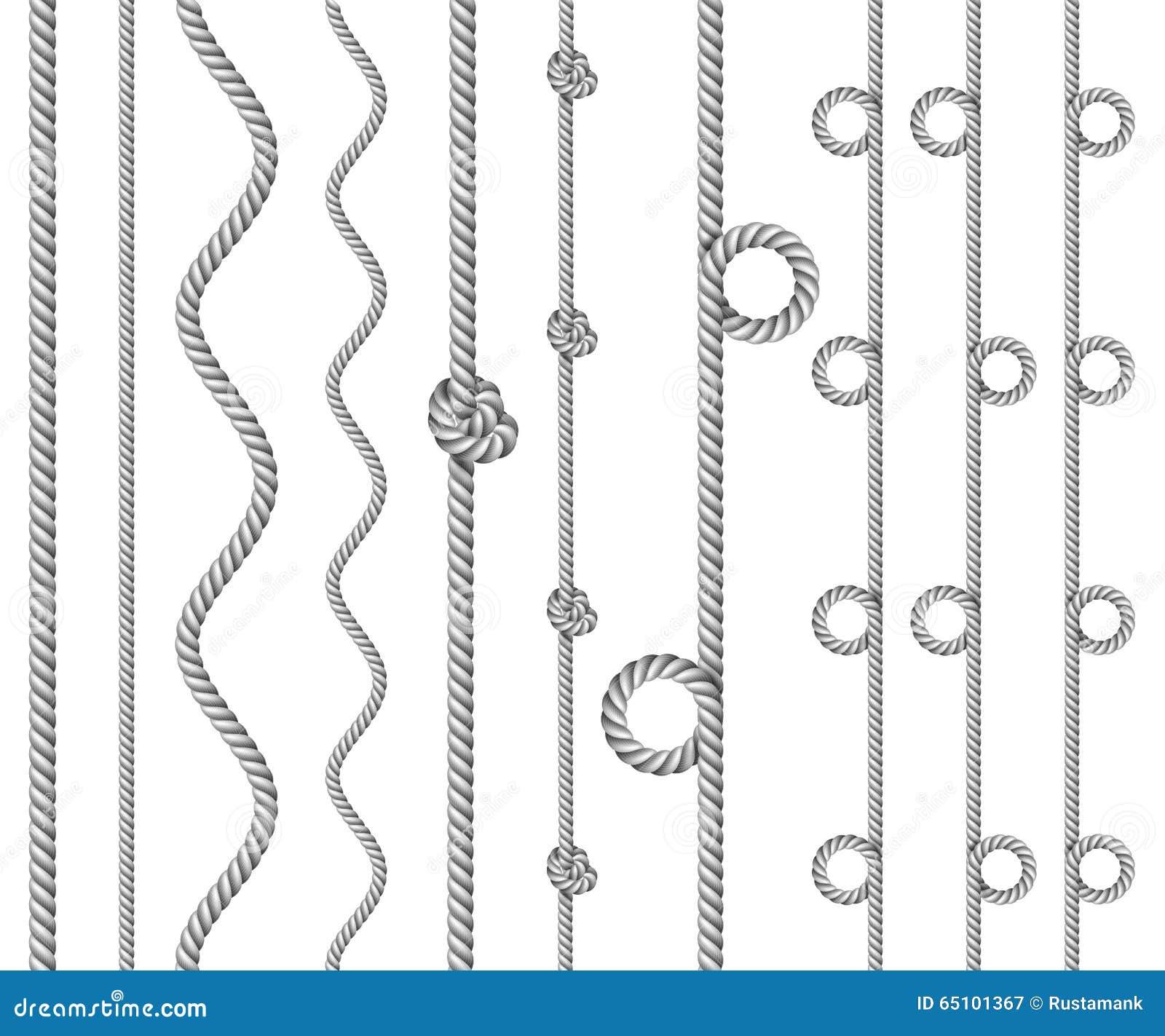 White Twisted Rope Border Set, Isolated on White Stock Vector ...