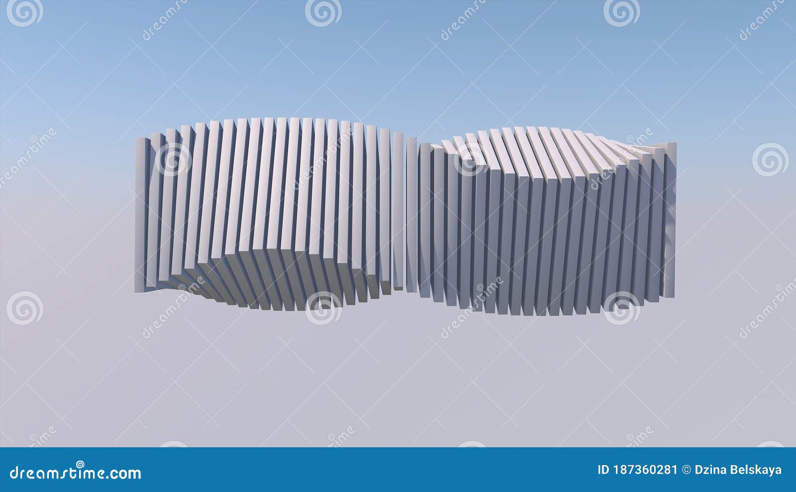 White Twisted Shape in the Sky. Group of Rectangles. Abstract ...