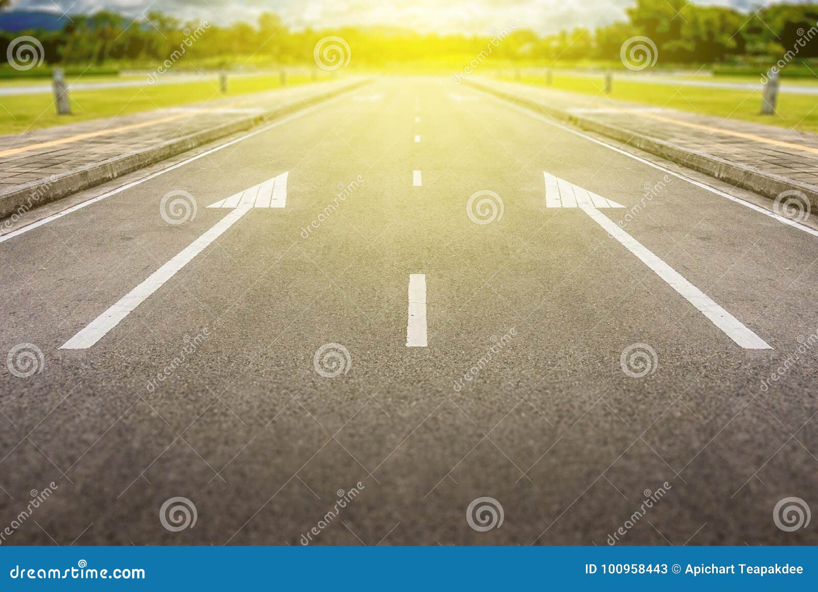 White Two Arrow on Asphalt Road Stock Image - Image of markings ...