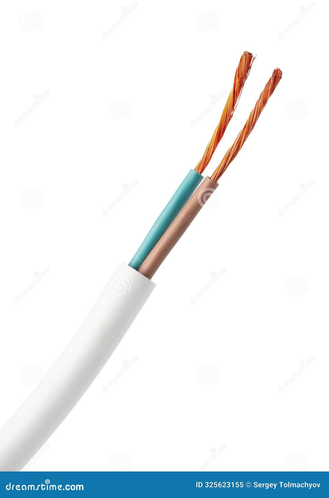 White Two-Wire Electrical Cable with Exposed Copper Wires Stock Image ...