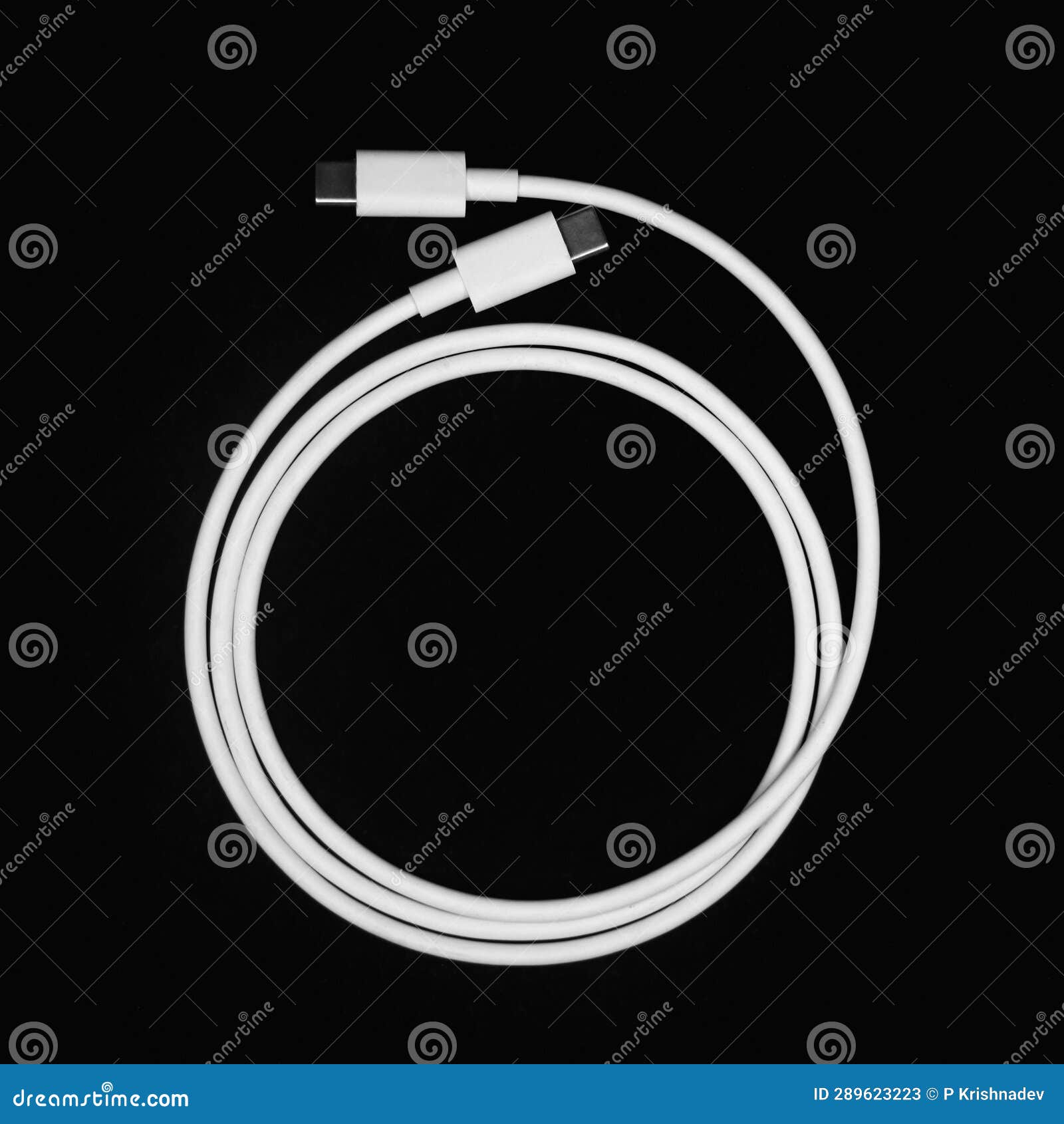 White Type C Twin USB Fast Charging Cable Stock Image - Image of ...