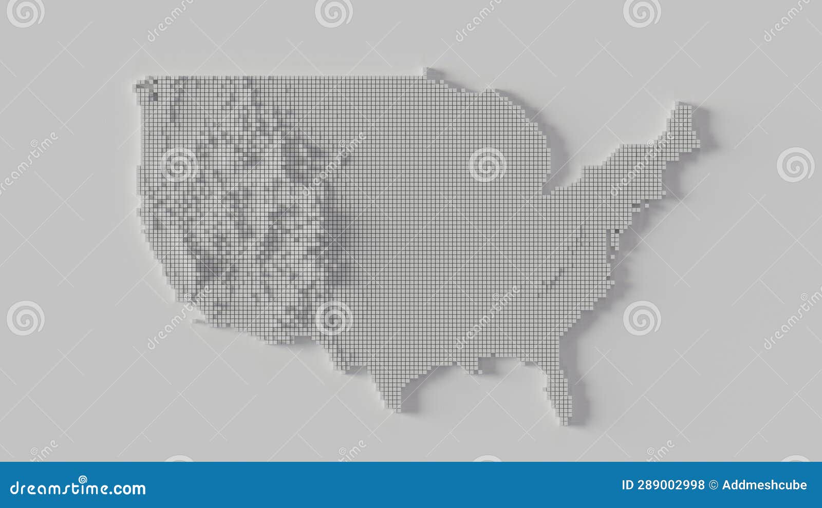 White U.S. Map Of Minimal Digitized Mosaic, 3d Rendering Stock ...