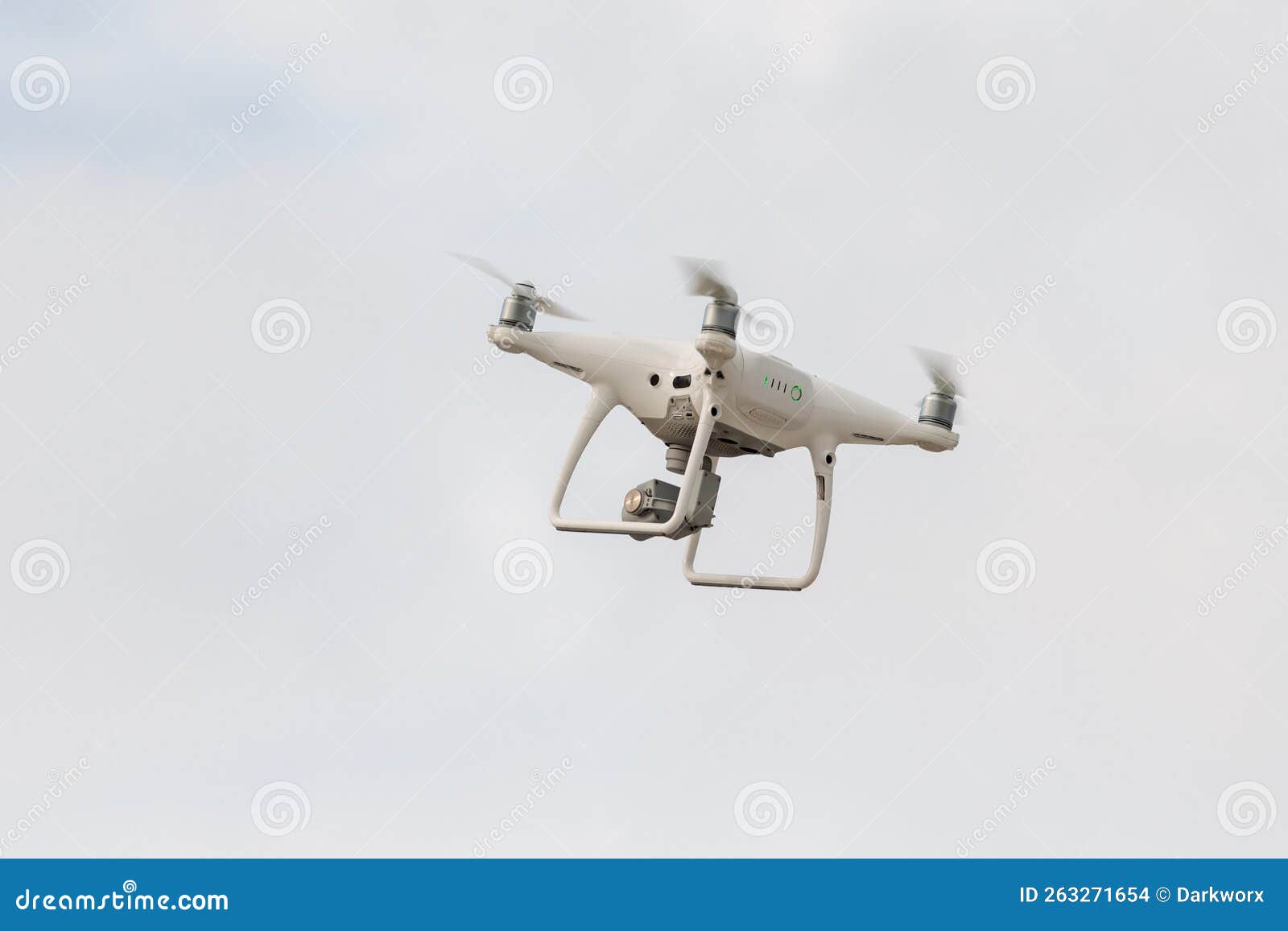 White Uav Drone Flying with Digital Camera and Filming Environment in ...