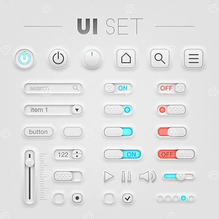 White UI set stock illustration. Illustration of media - 54375938