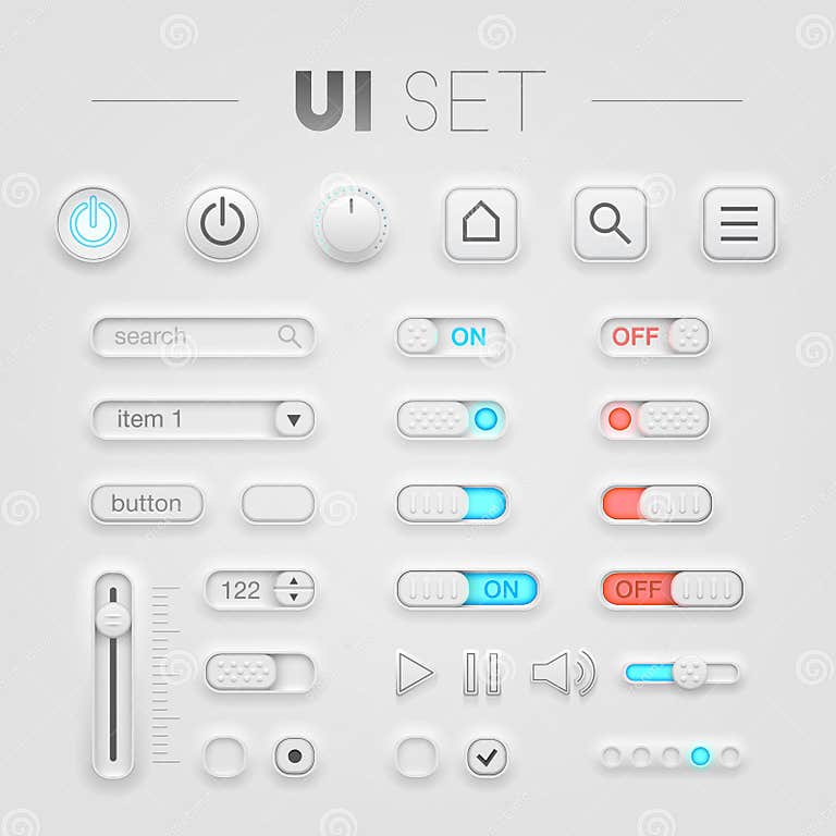White UI set stock illustration. Illustration of media - 54375938