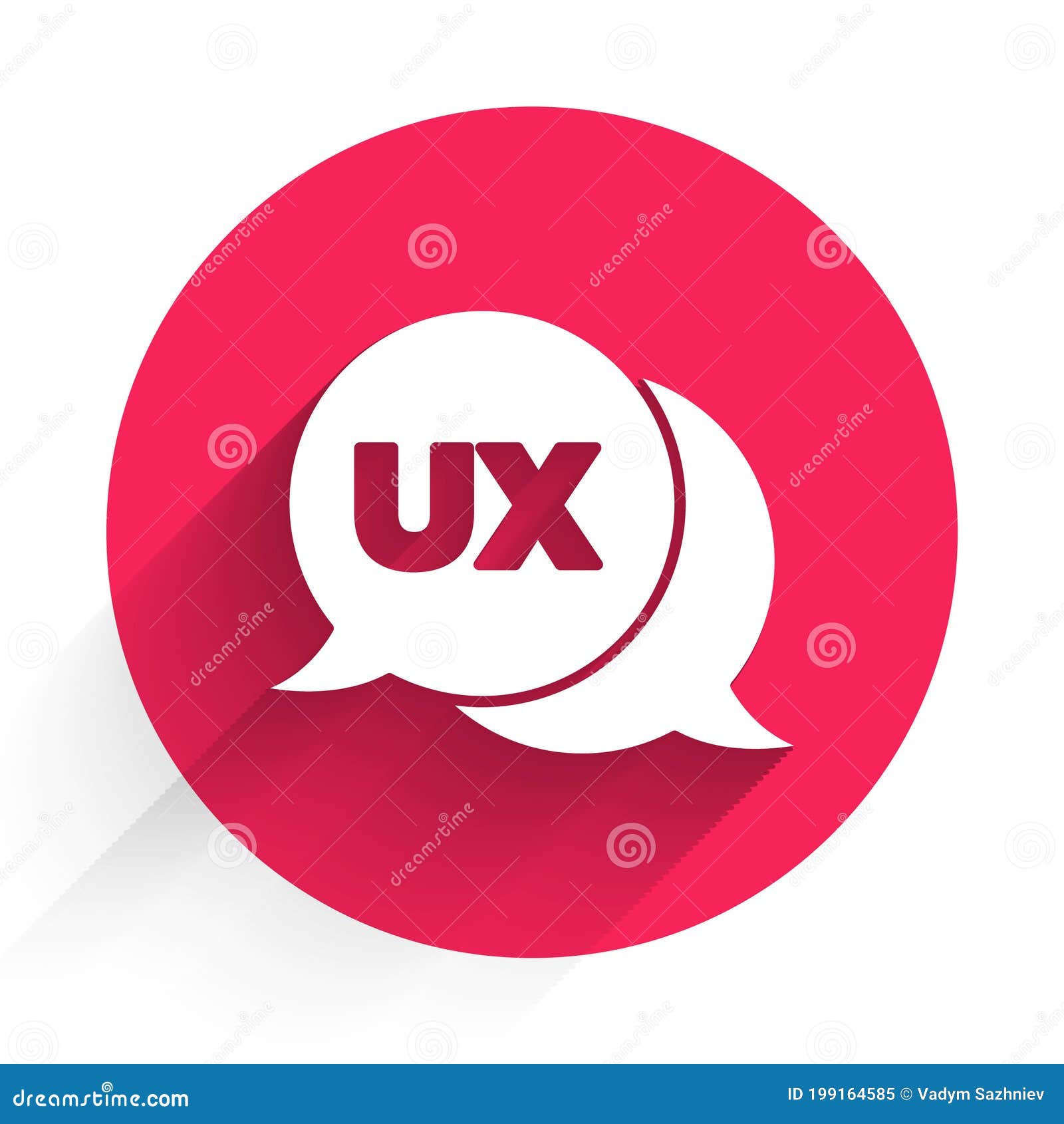 White UI or UX Design Icon Isolated with Long Shadow. Red Circle Button ...