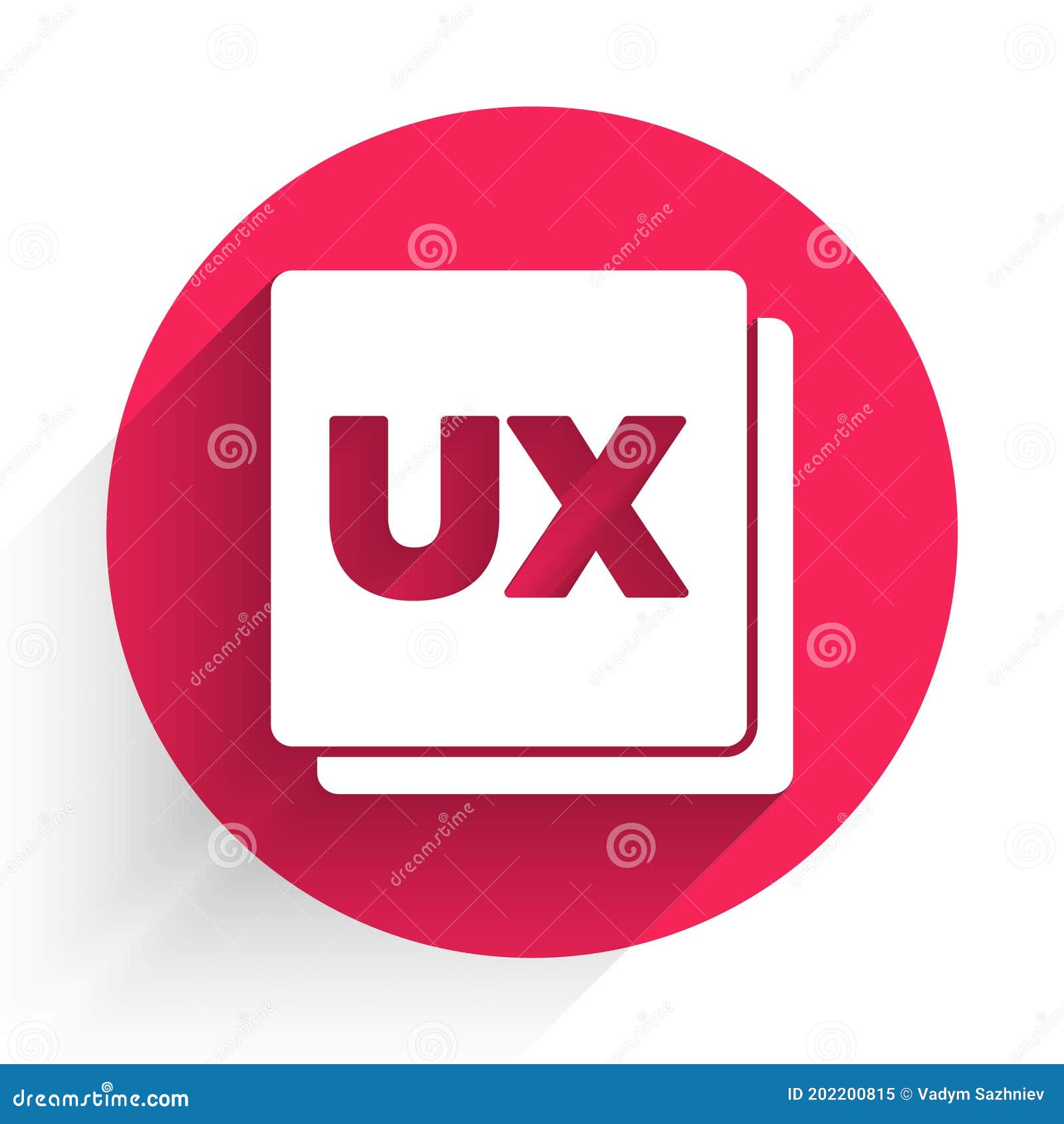 White UI or UX Design Icon Isolated with Long Shadow. Red Circle Button ...