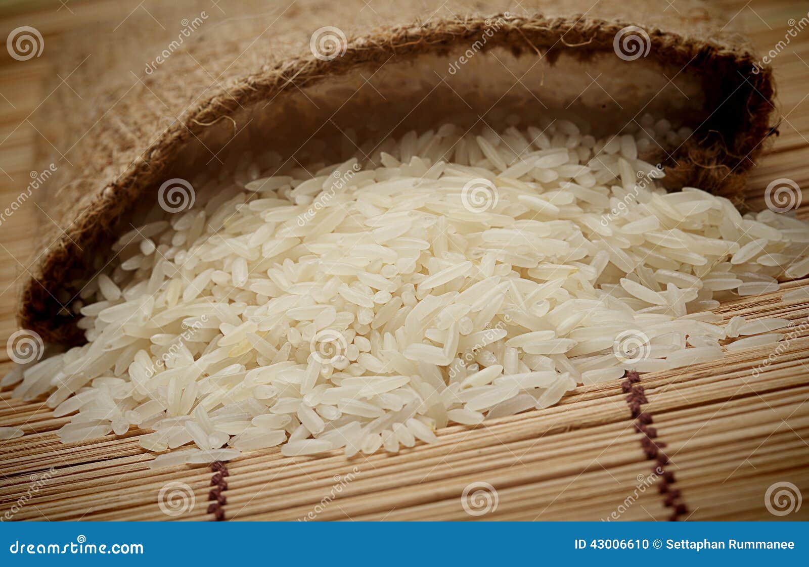 White Uncooked Rice in Small Sack Stock Photo - Image of natural ...