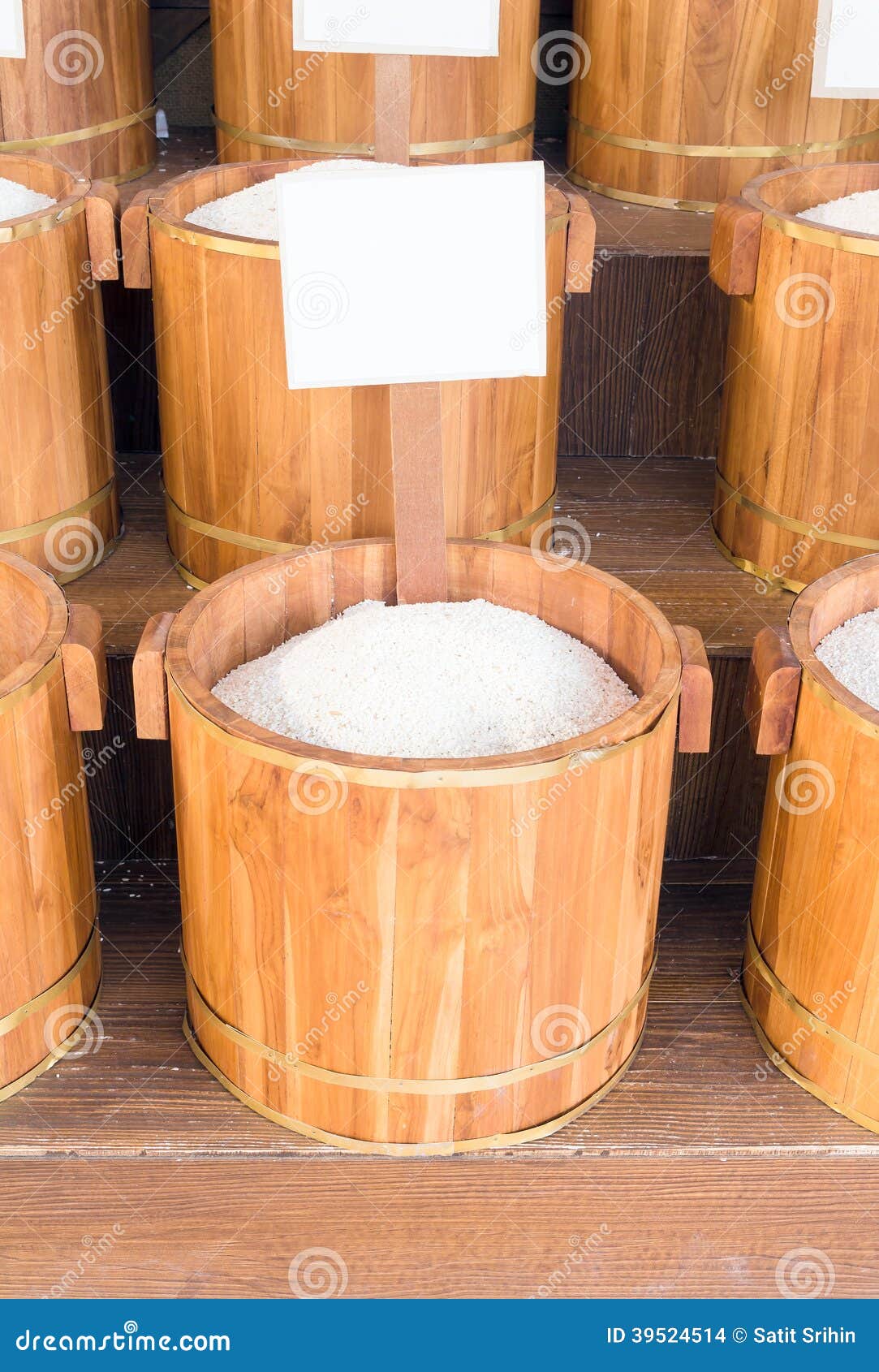 White Uncooked Rice in Wooden Box Stock Photo - Image of grain, white ...